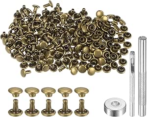 Amazon.com: HARFINGTON 200 Sets Leather Rivets 6 x 6mm Metal Double Cap ...