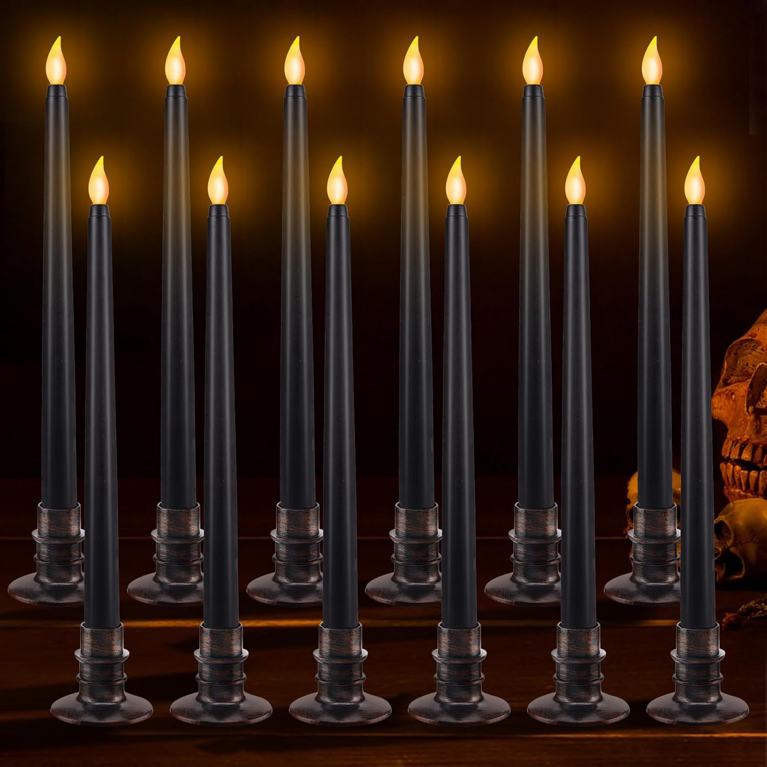 Amazon.com: Alphatool 12 Packs Halloween Black LED Flameless Candles ...
