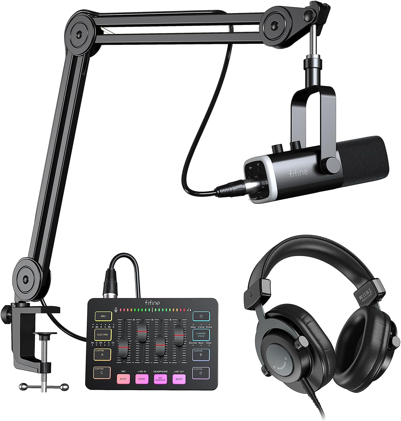 Amazon.com: FIFINE XLR/USB Microphone Set with Gaming Audio Mixer ...