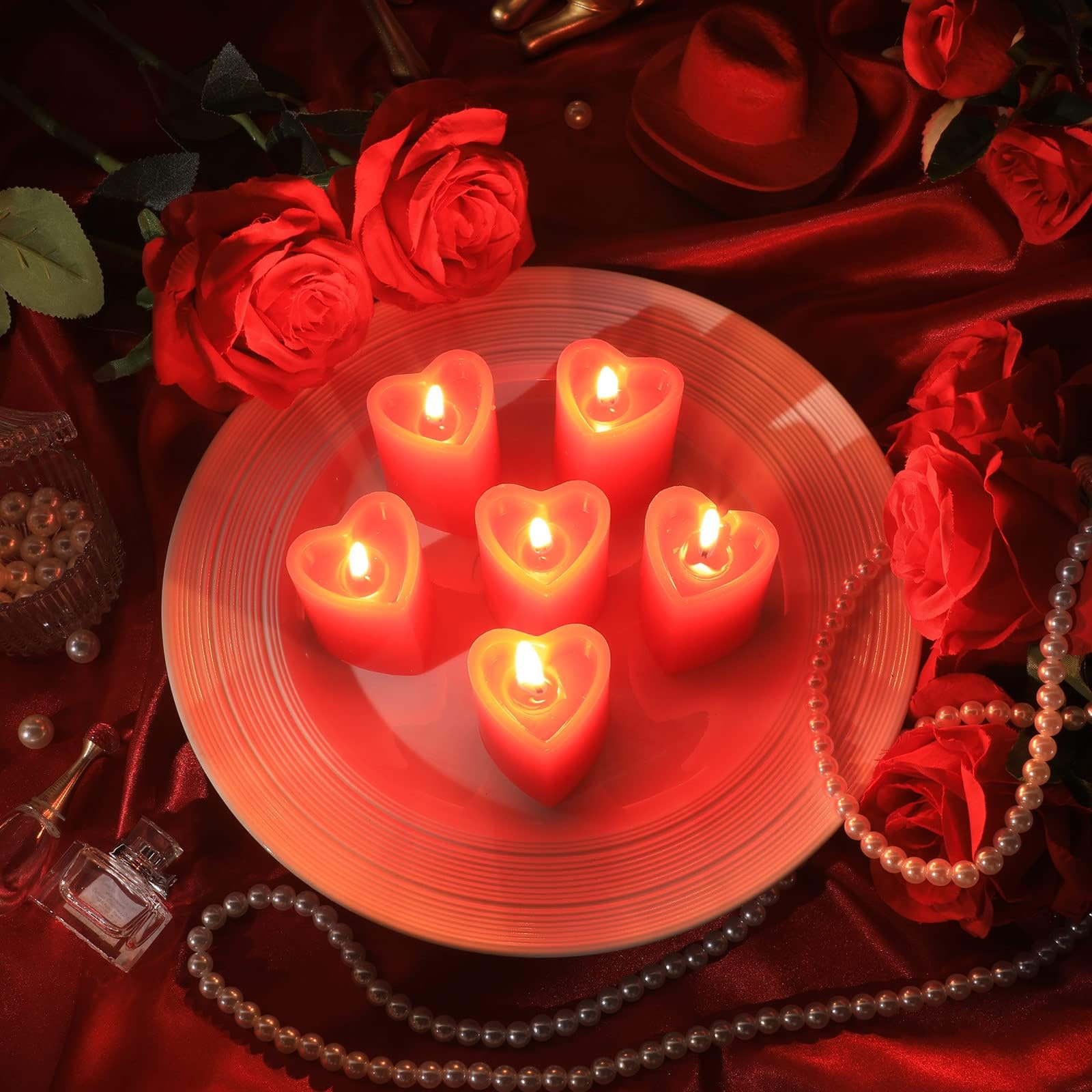 Amazon.com: 6 Pcs 2'' x 1.65'' Red Heart Shaped Candles Mini Heart ...