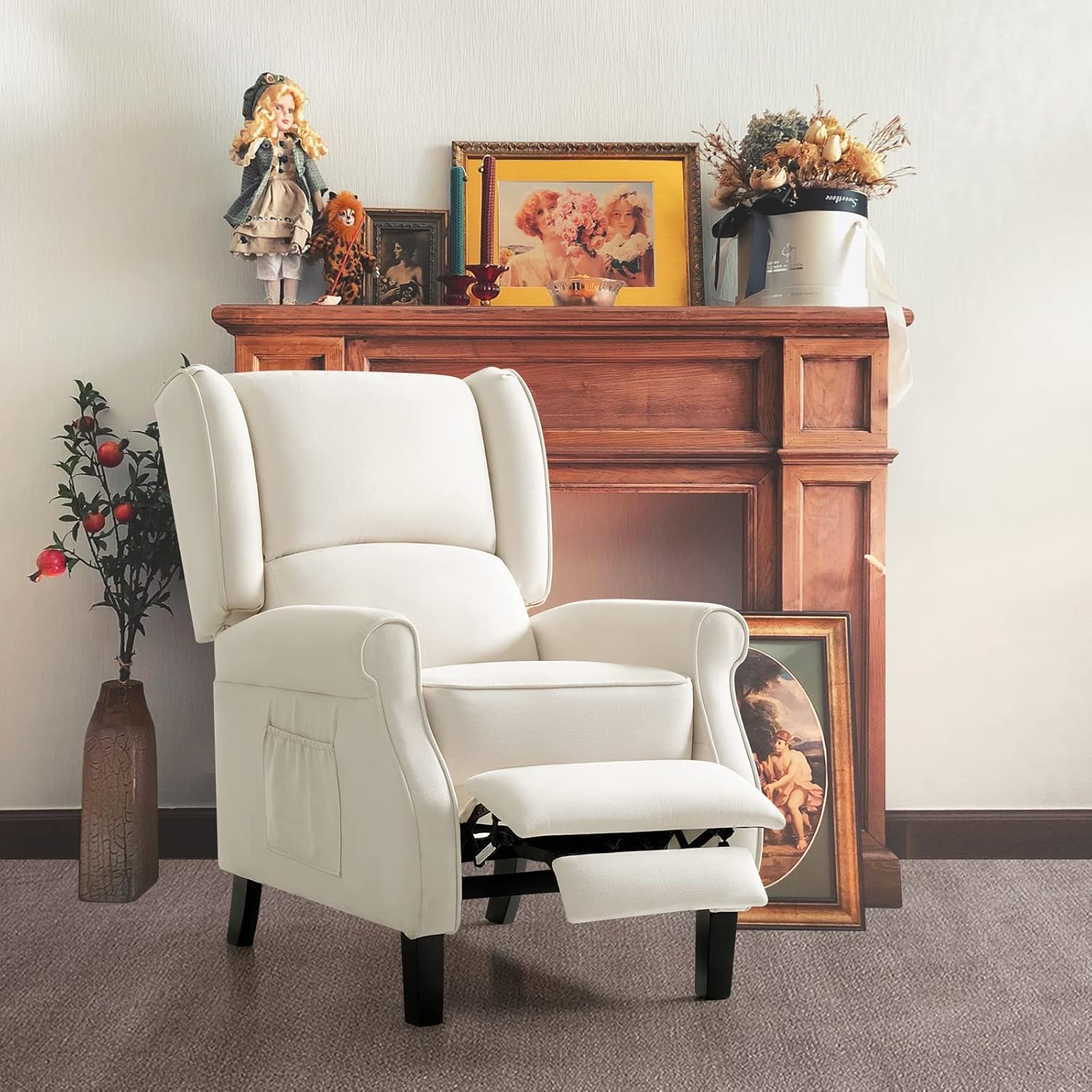 Amazon.com: COOLDEX Wingback Recliner Chair with Heat & Massage Feature ...
