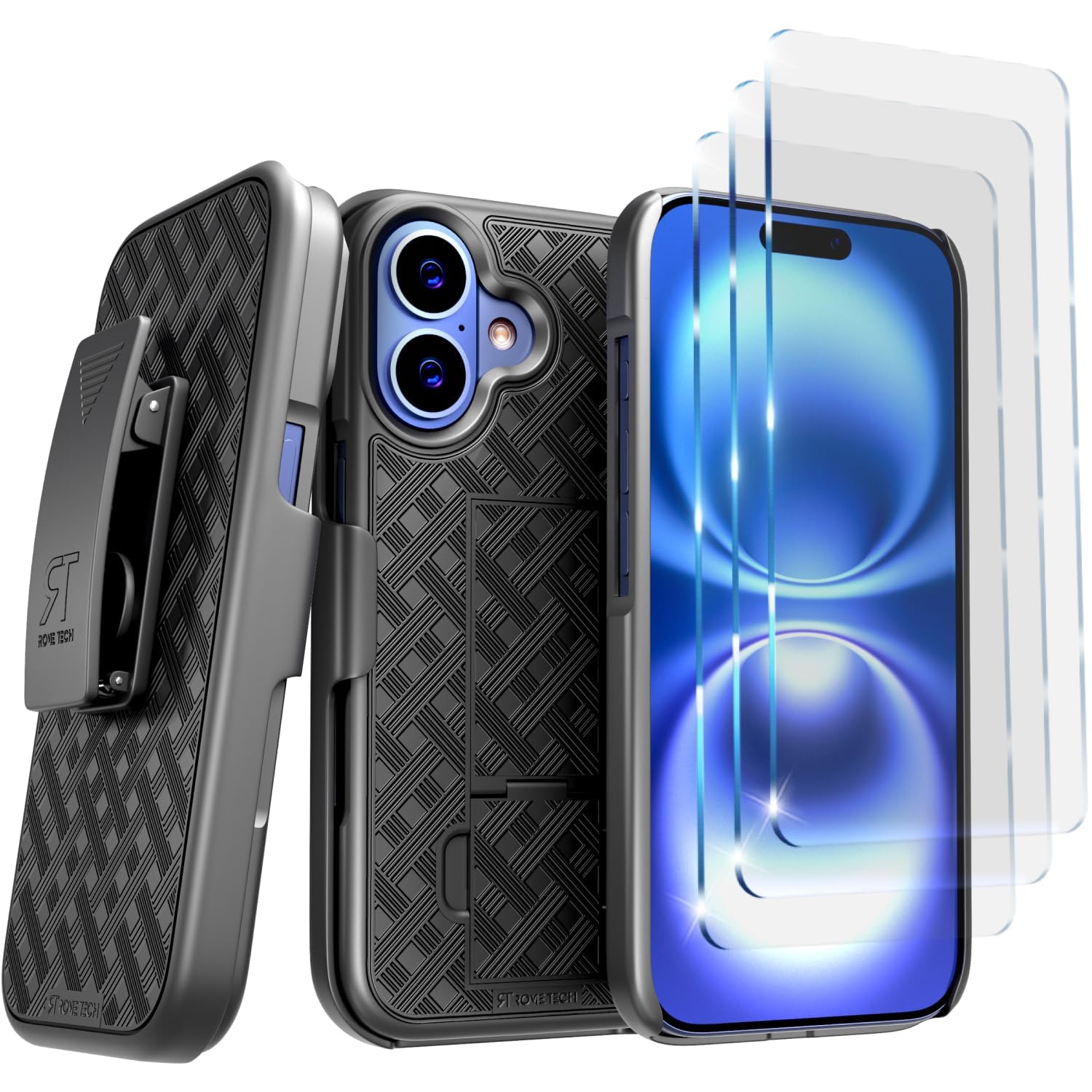 Amazon.com: Rome Tech for iPhone 16 Case with Belt Clip Holster, 3-Pack ...