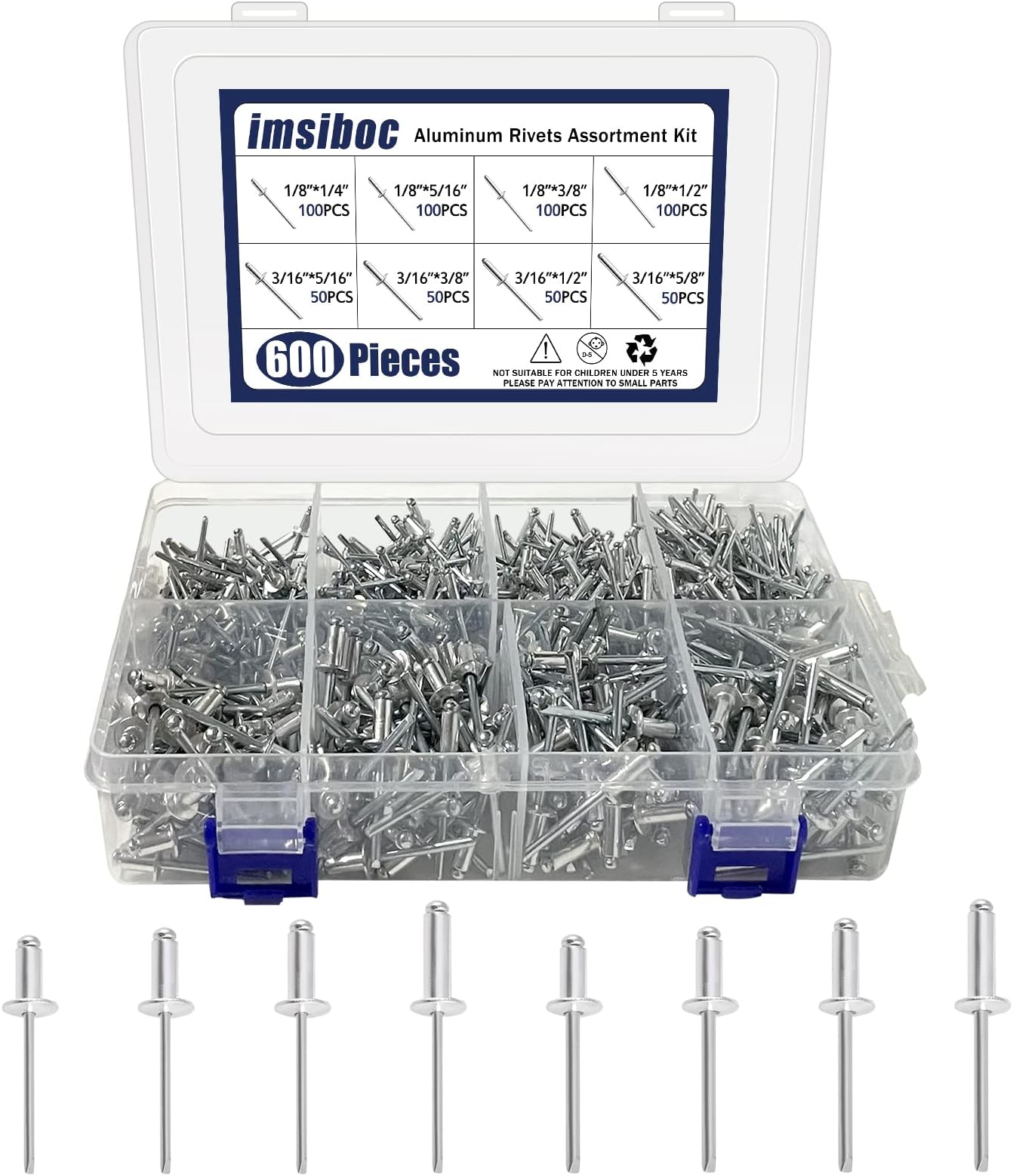 Amazon.com: 500 Pcs Pop Rivets Assortment Kit, Aluminum Blind Rivets ...