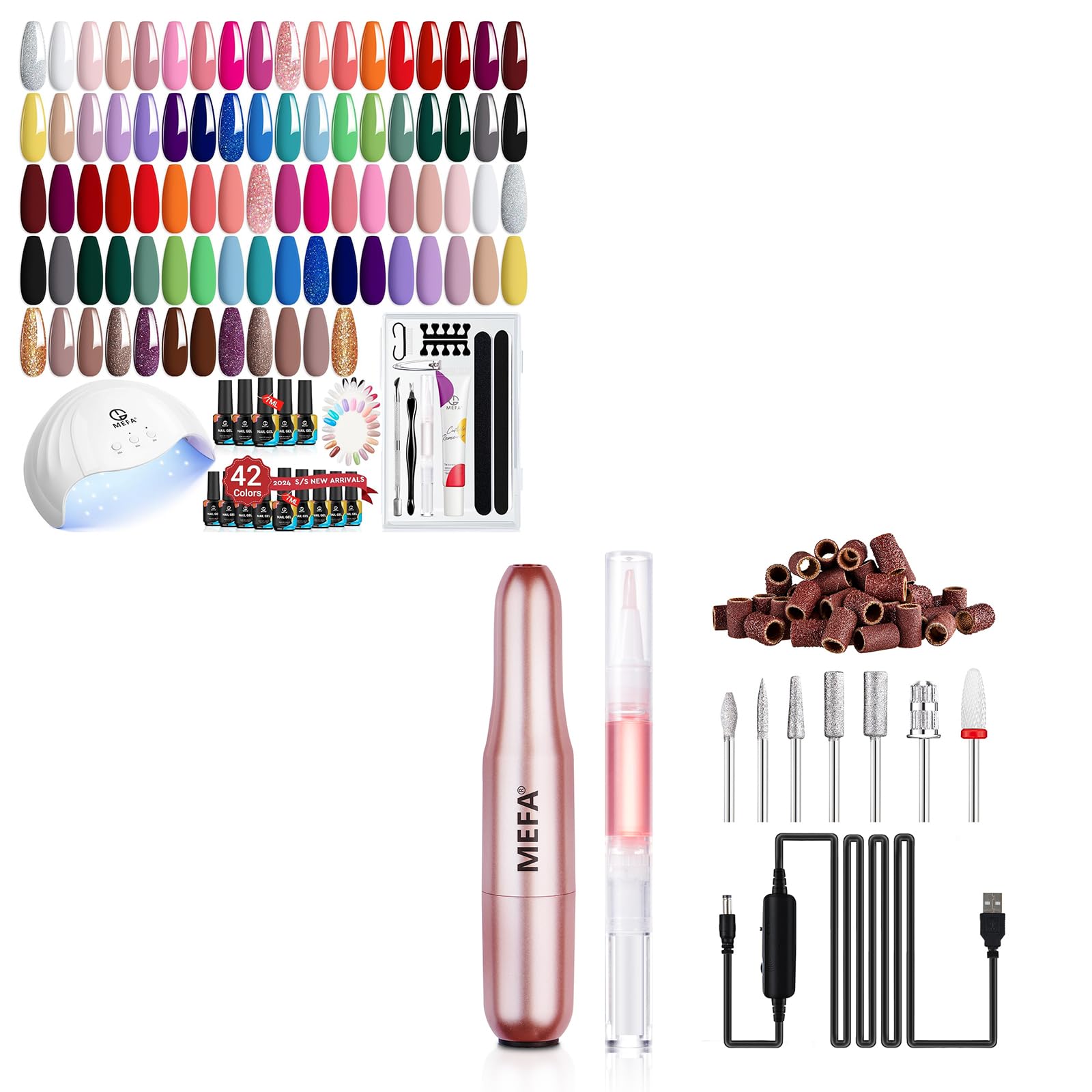 Amazon.com : MEFA Gel Nail Polish Kit with U V Light, Electric Nail ...