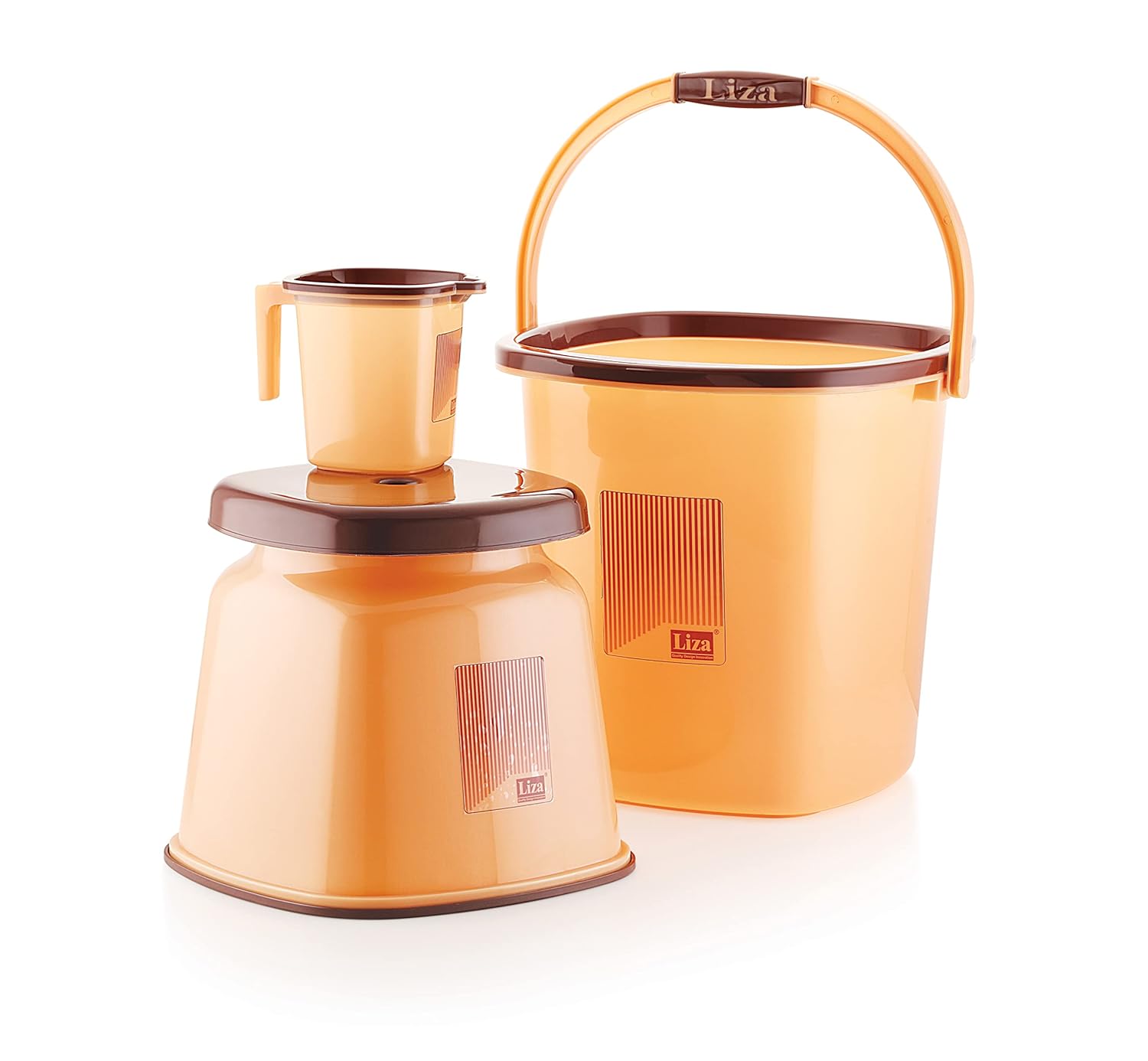 Liza Opera 3 Pcs Plastic Bathroom Bucket, Mug & Stool Set (Bucket 25 ...