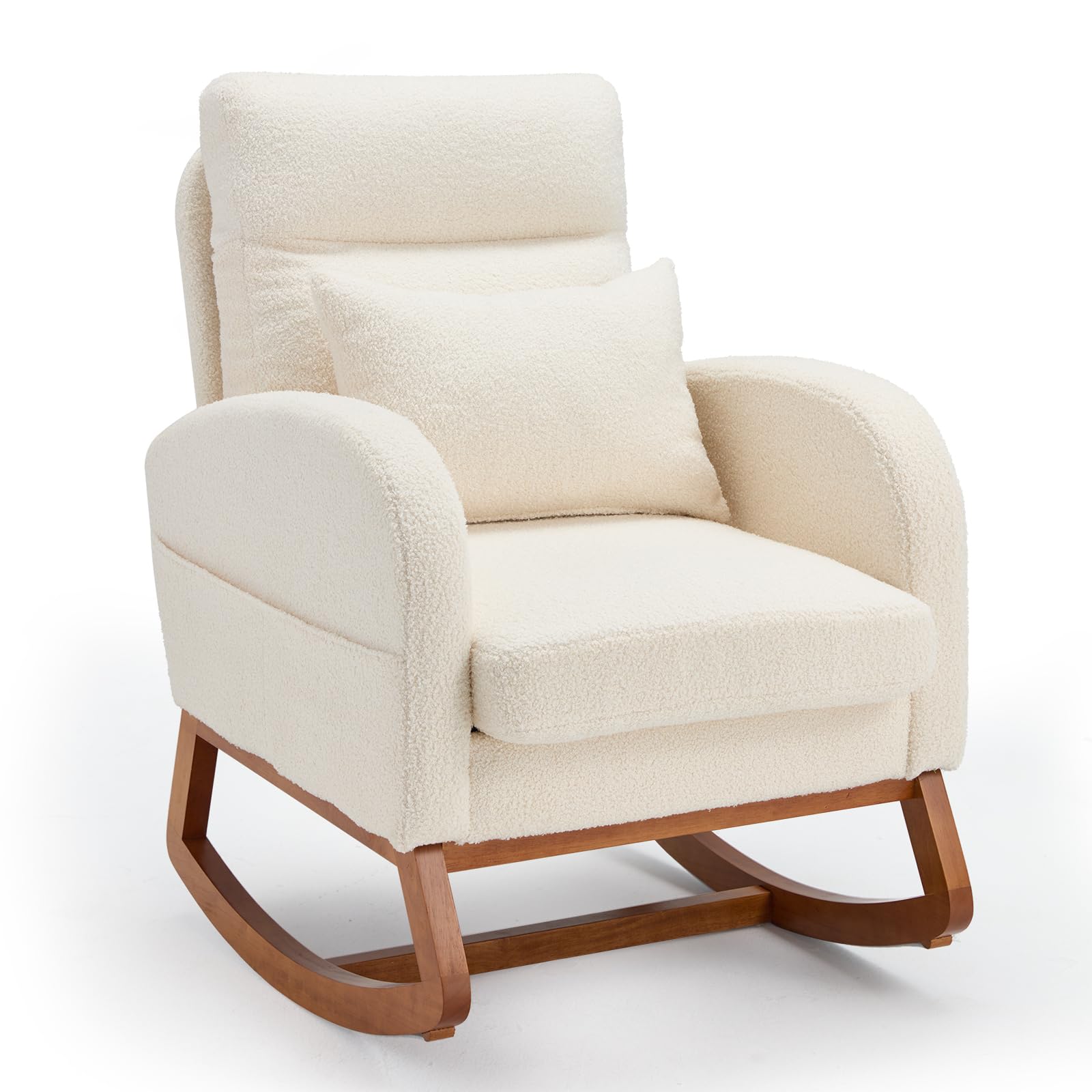 Amazon.com: BUPPLEE Rocking Chair Nursery, Fluffy Teddy Fabric ...