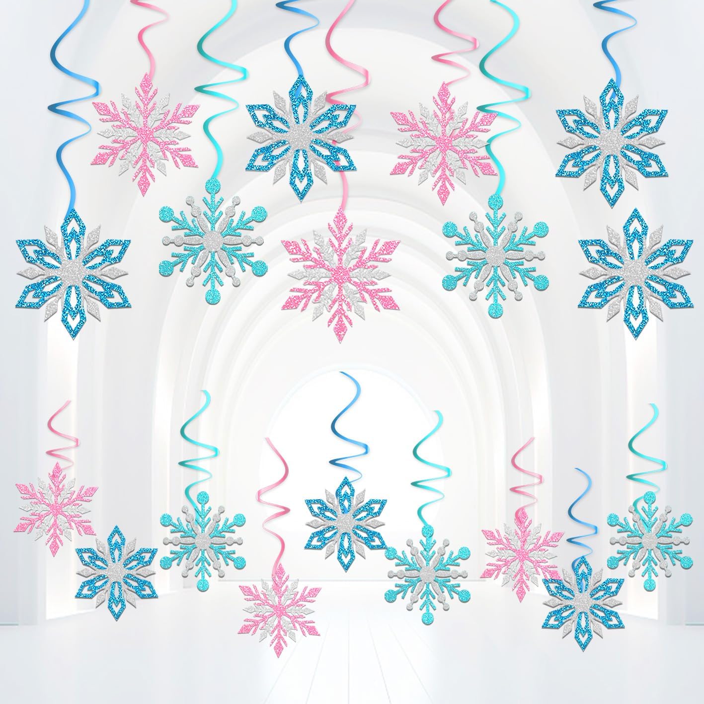 Amazon.com: 20 Pcs Winter Snowflake Hanging Swirl Decoration Christmas ...