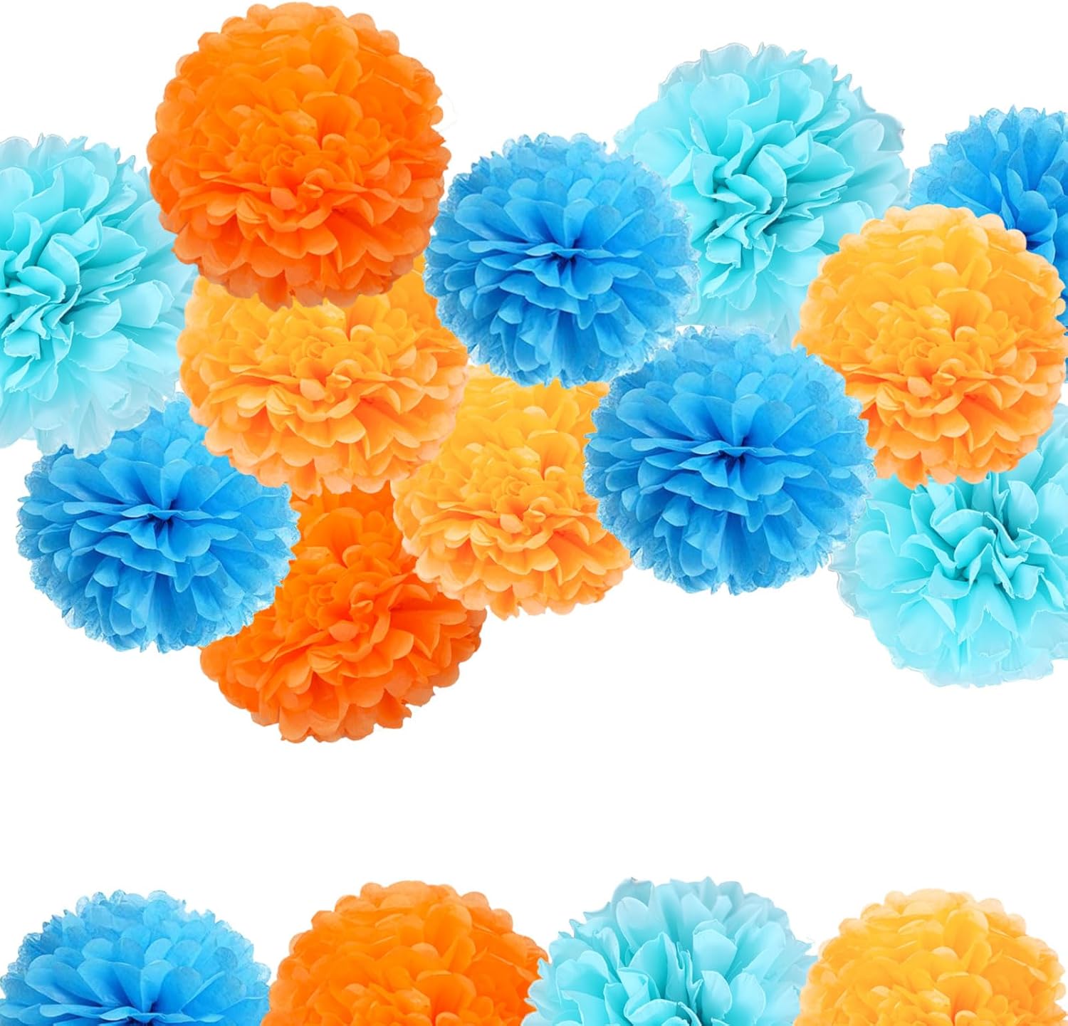 Amazon.com: Aimtohome Blue Orange Pom Poms Party Decorations, 12 PCS ...