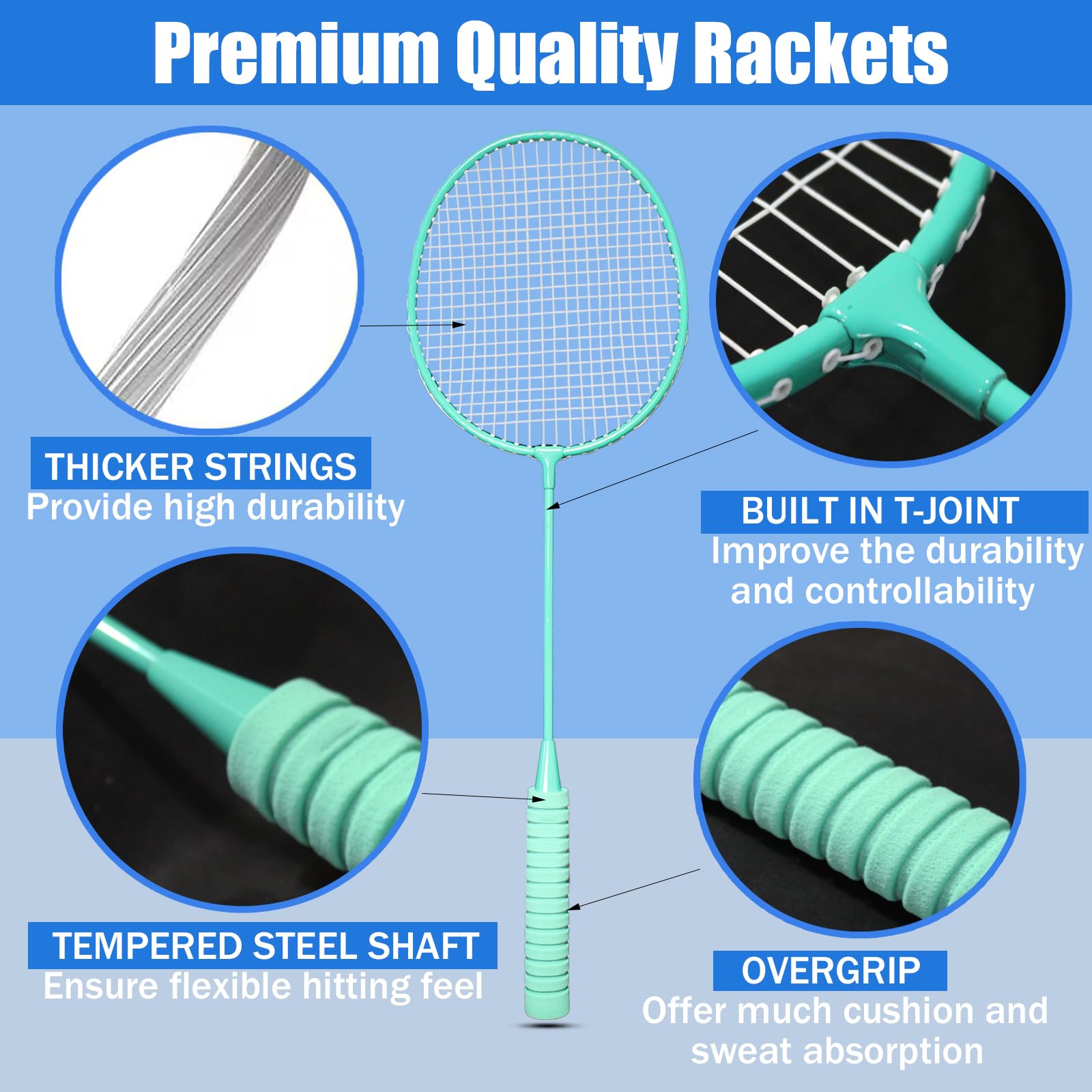 Snapklik.com : Magicorange Badminton Rackets Set Of 5 For Outdoor ...