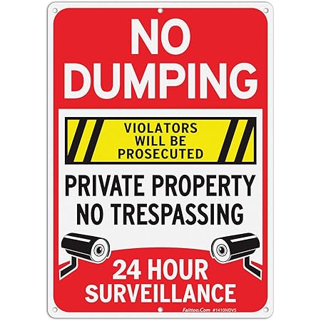 Amazon.com: Faittoo No Dumping Sign,"Private Property No Trespassing ...