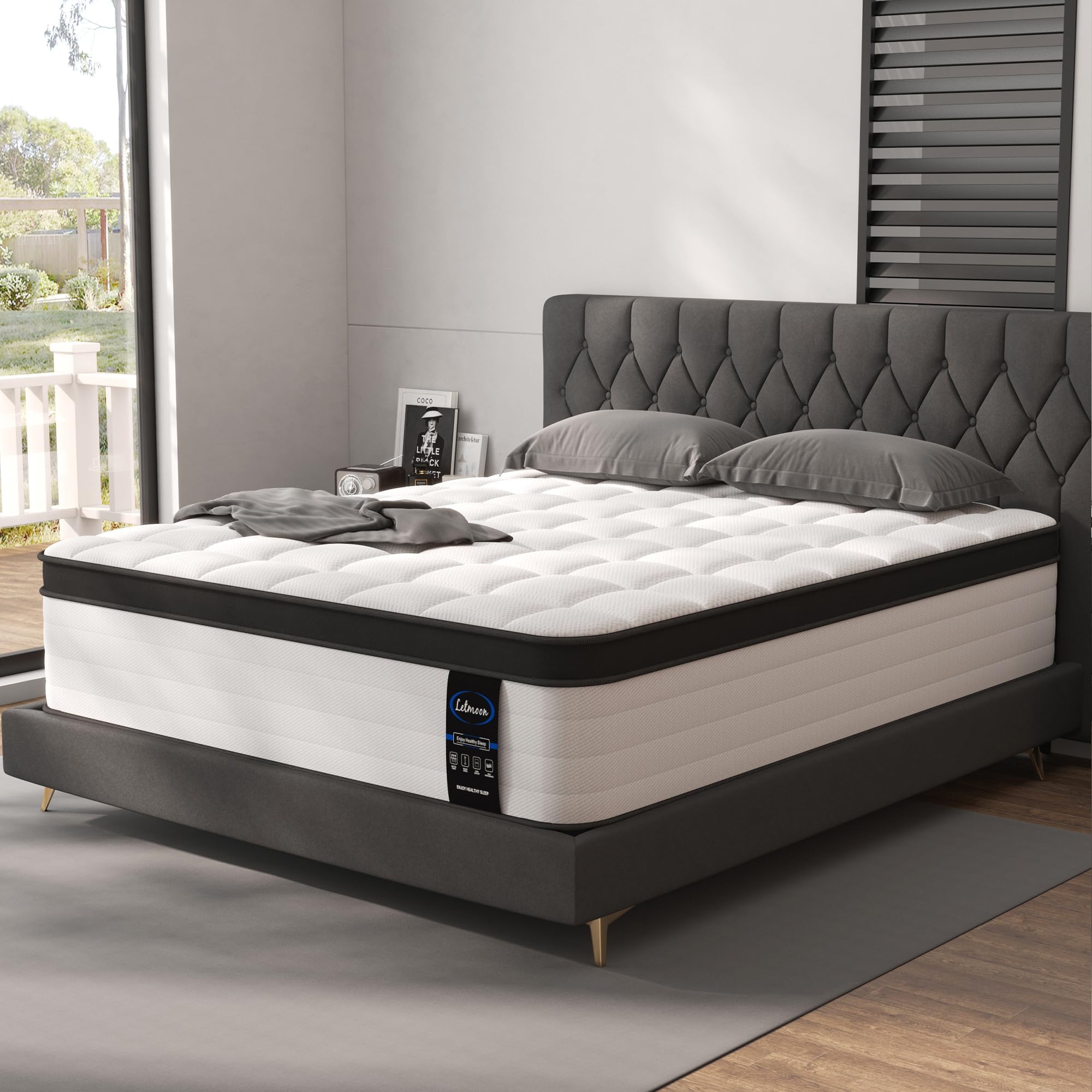 Amazon.com: LETMOON King Size Mattress, 14 Inch Hybrid King Mattress ...