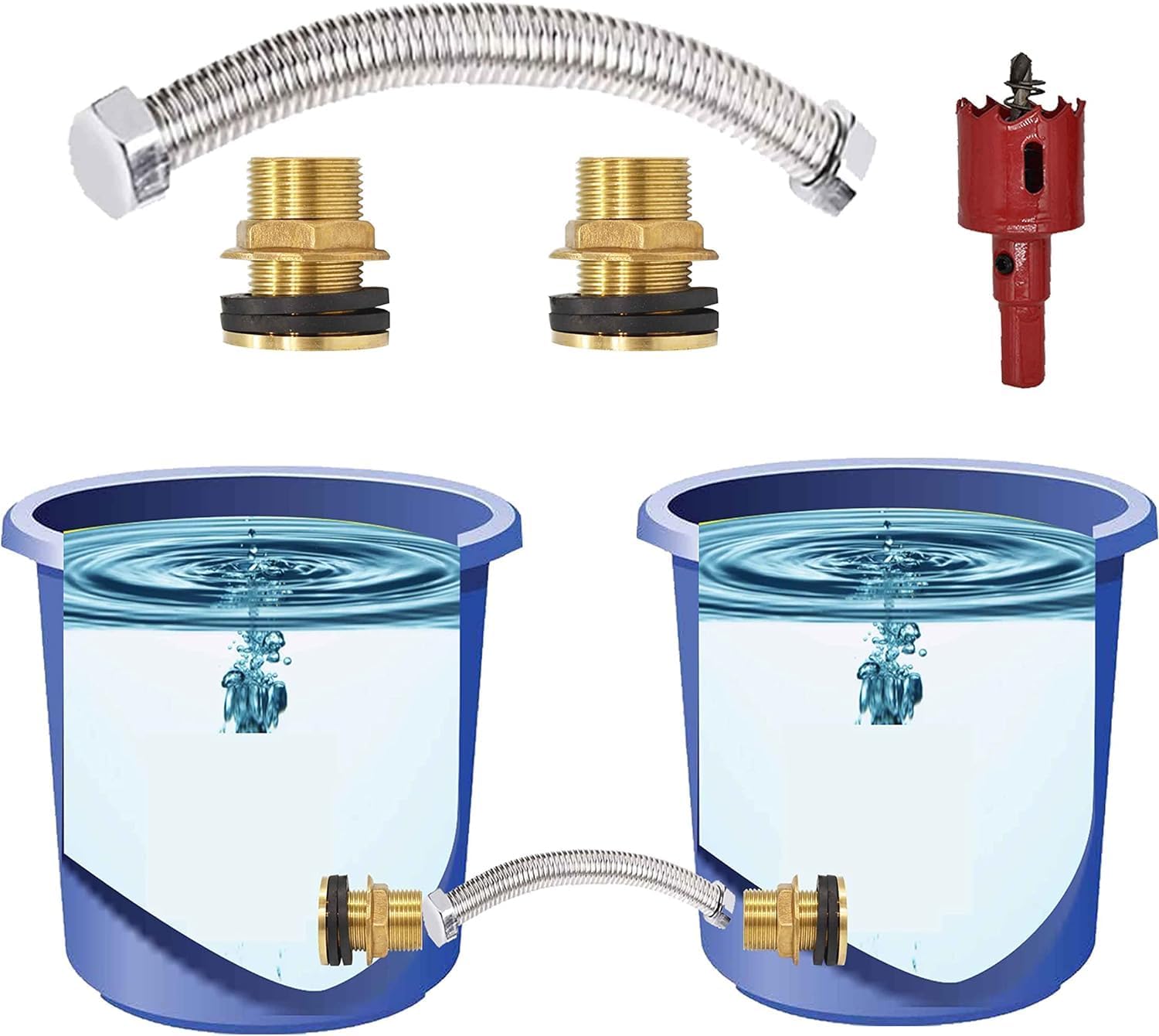 Amazon.com : Hose Bulkhead Fitting Rain Barrel Water Tank Connector ...