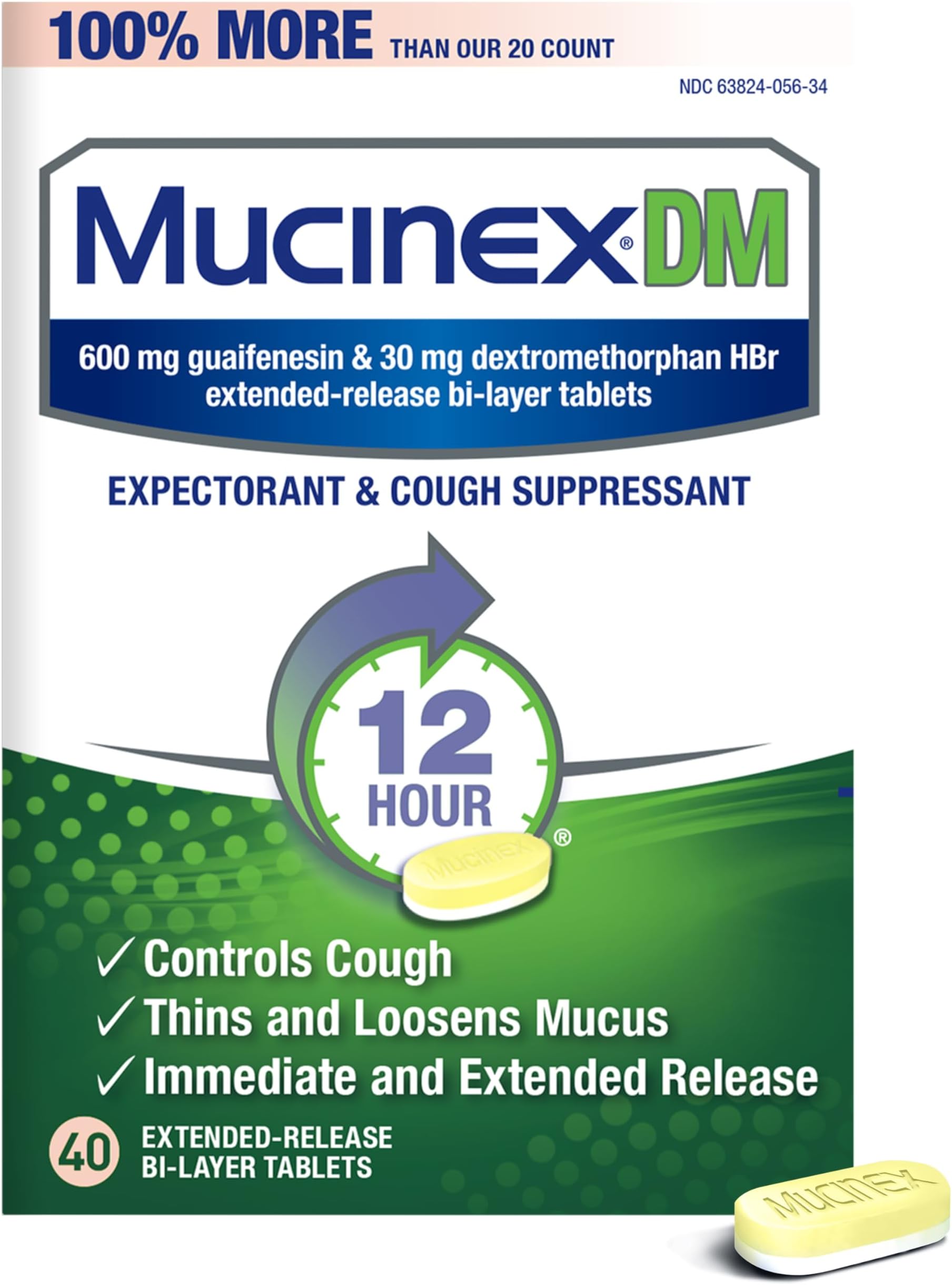Amazon.com: Mucinex 12 Hour Maximum Strength 1200 mg Guaifenesin ...