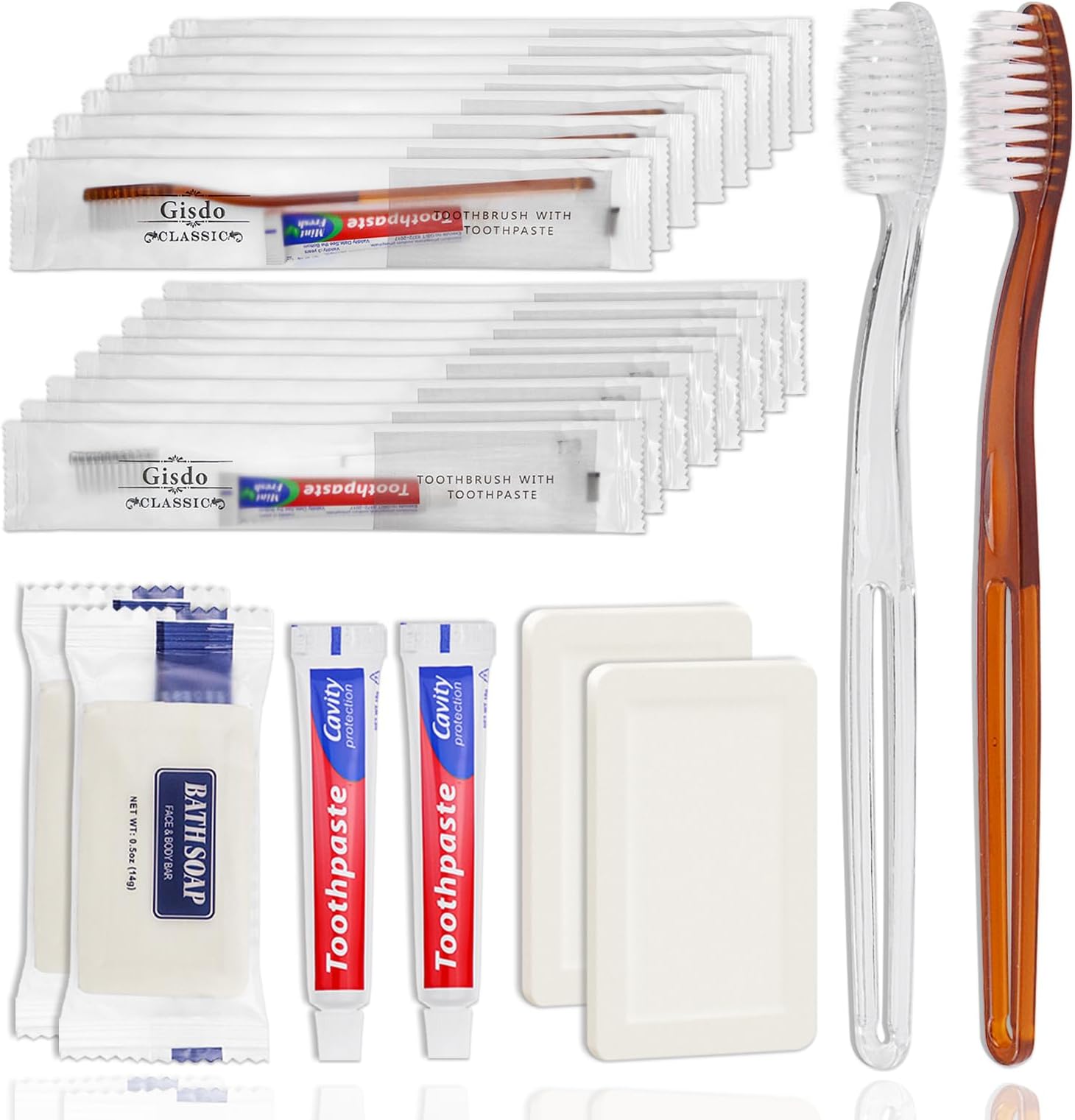 Amazon.com : Gisdo 100 Pack Disposable Toothbrushes with Toothpaste ...