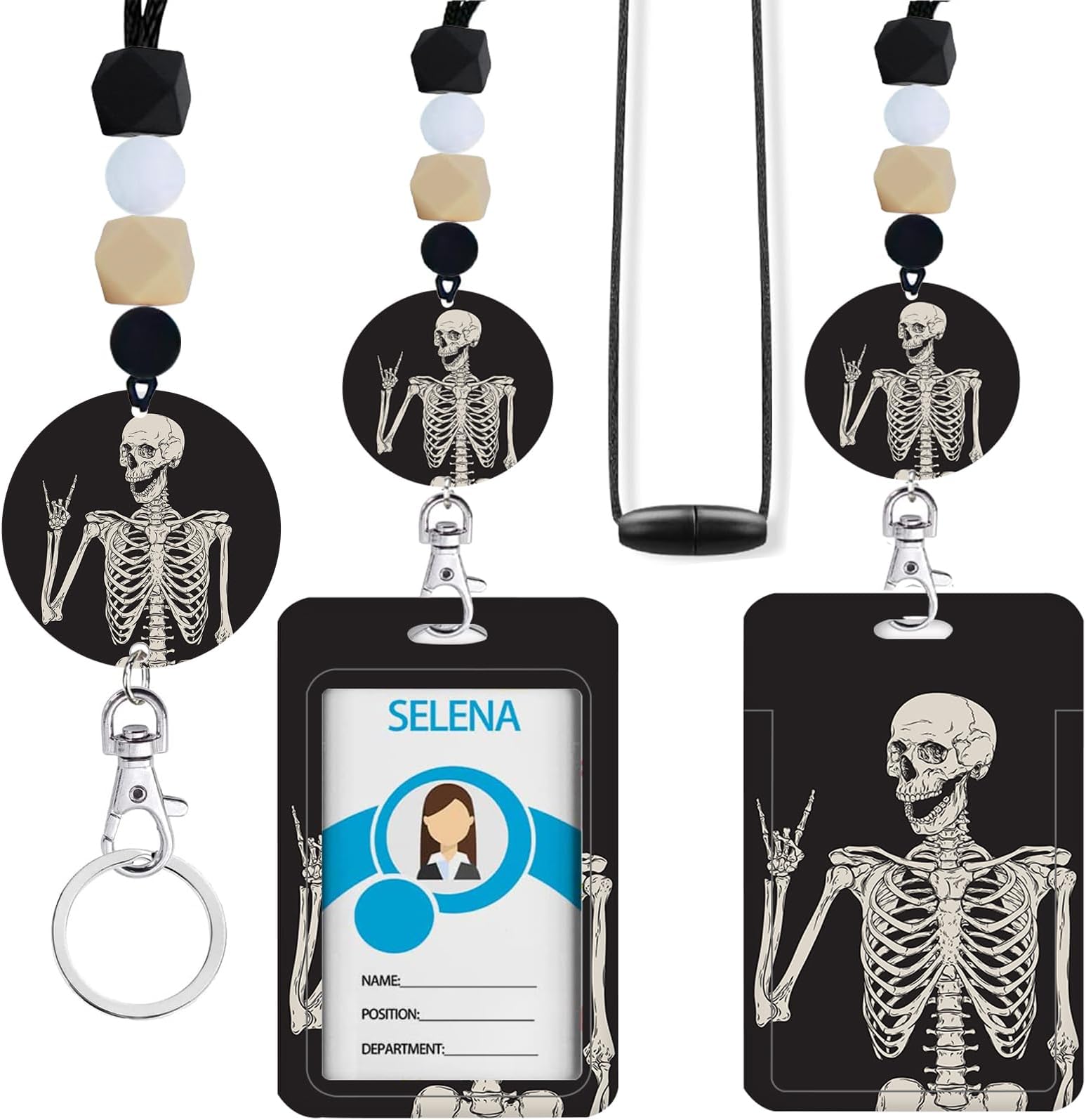 Amazon.com : Pearl Necklace Lanyards for ID Badges and Keys for Women ...