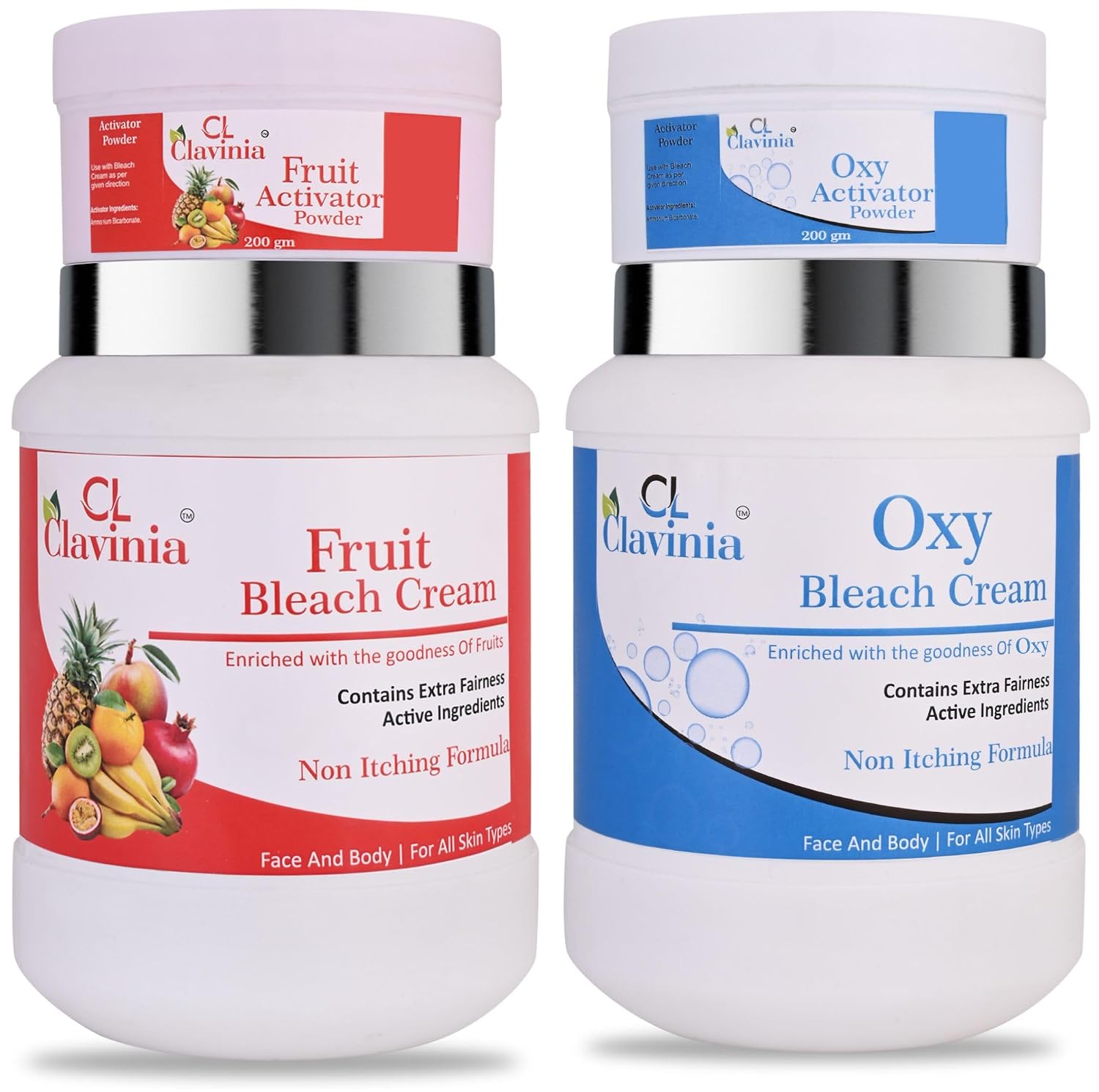 Clavinia Fruit Bleach Cream + Oxy Bleach Cream 1 kg X 2 ( Pack Of 2 ...