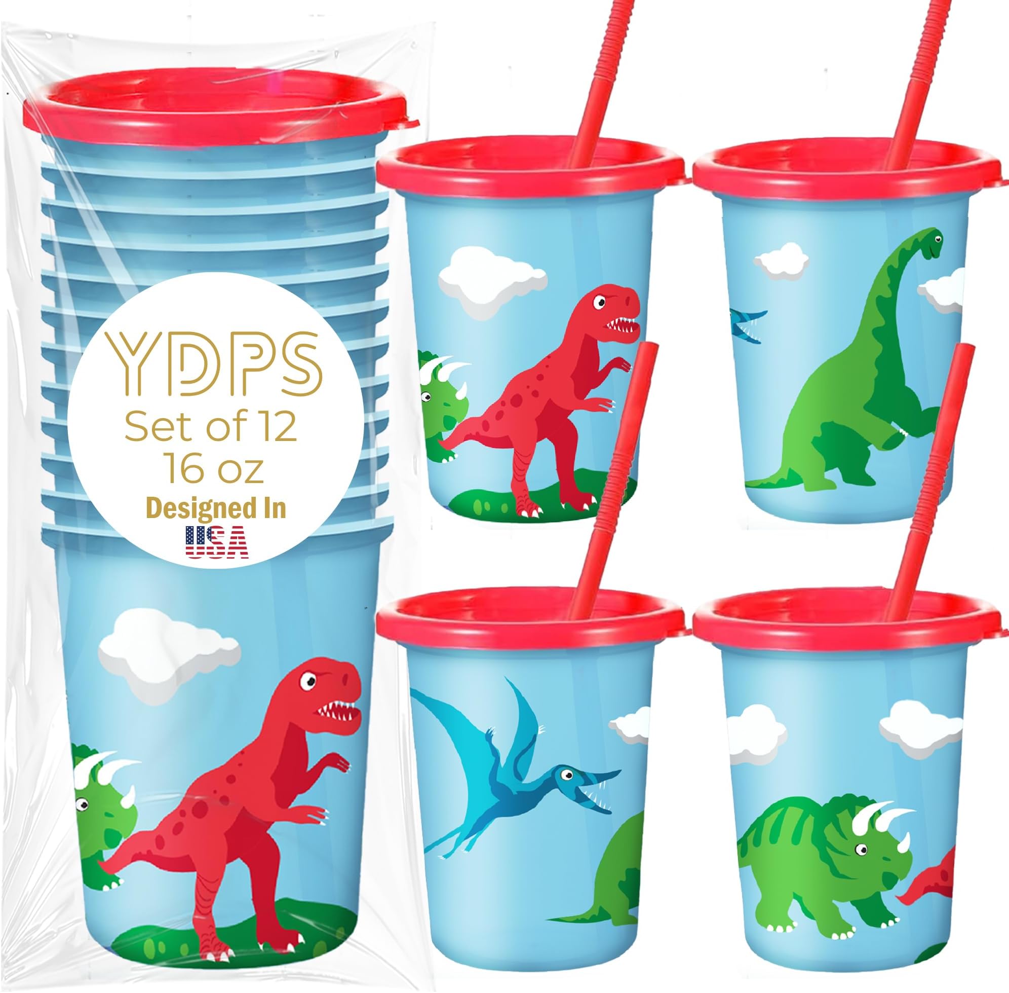 Amazon.com: Nuanchu 24 Pack Dinosaur Party Plastic Cups 16 oz Birthday ...