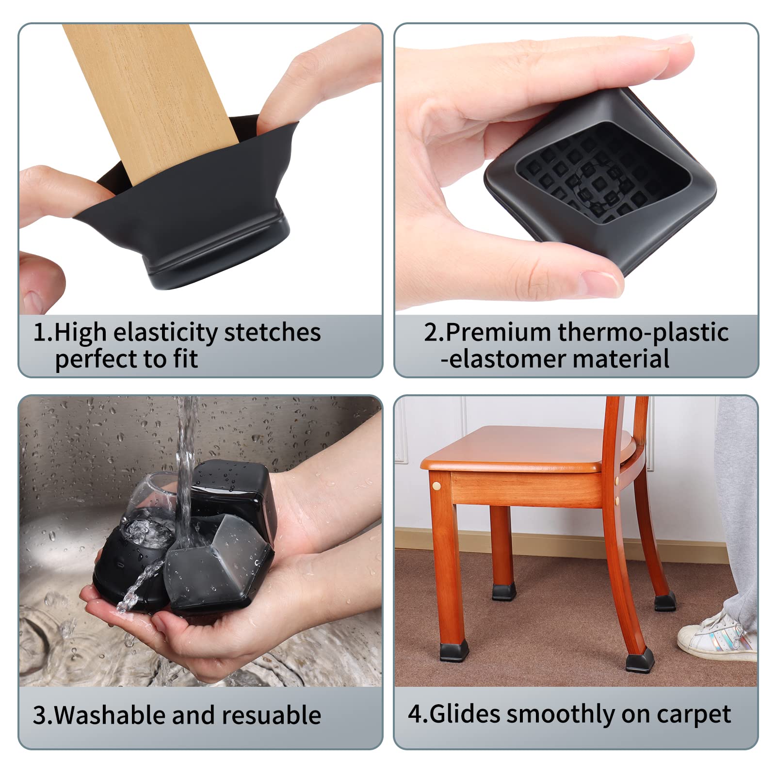 Snapklik.com : Ezprotekt 8 Pcs Chair Sliders For Carpet, Square Carpet ...