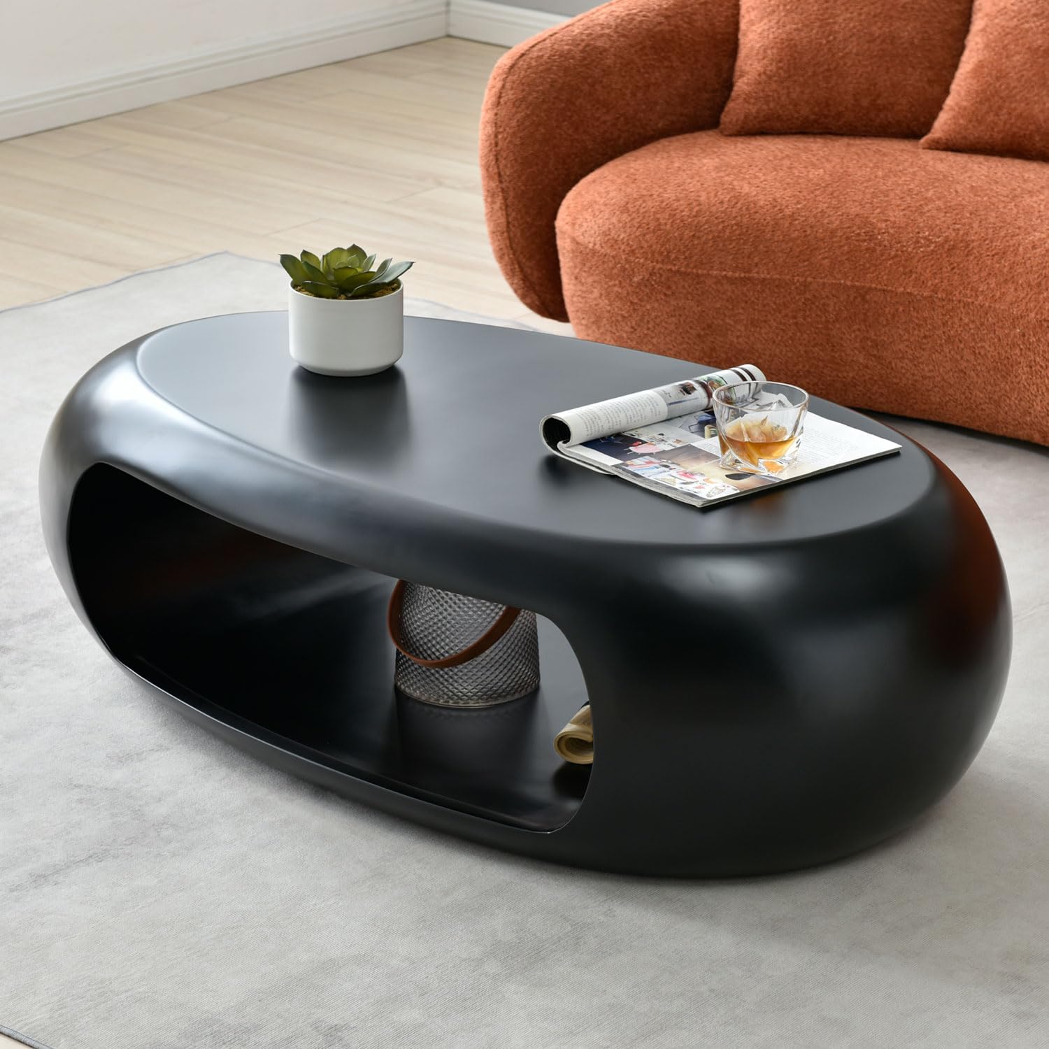 Amazon.com: LUMISOL 48.42” Oval Coffee Table, Modern Sturdy Fiberglass ...