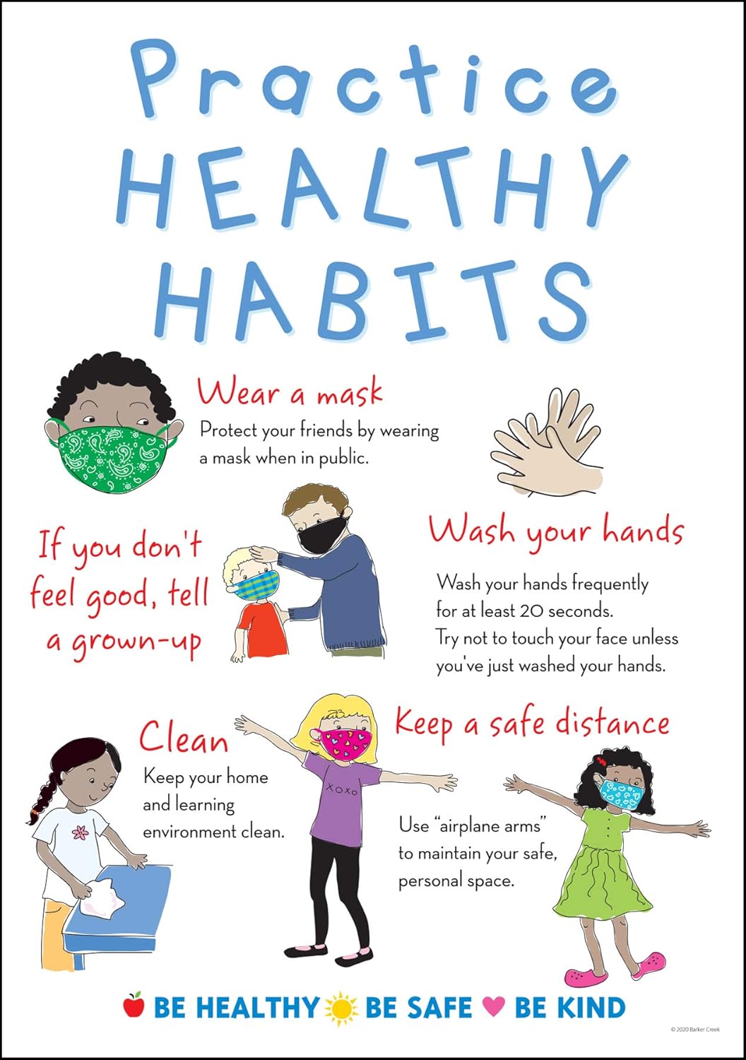 Amazon.com : Barker Creek Be Healthy Poster, Healthy Habits, Covid 19 ...