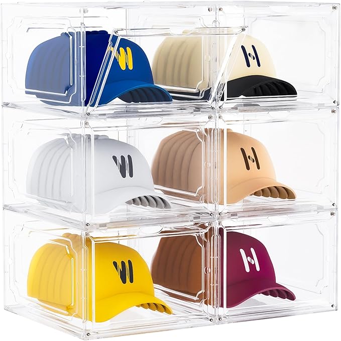 Amazon.com - ProCase 6 Pack Hat Organizer Box for Baseball Caps, Clear ...