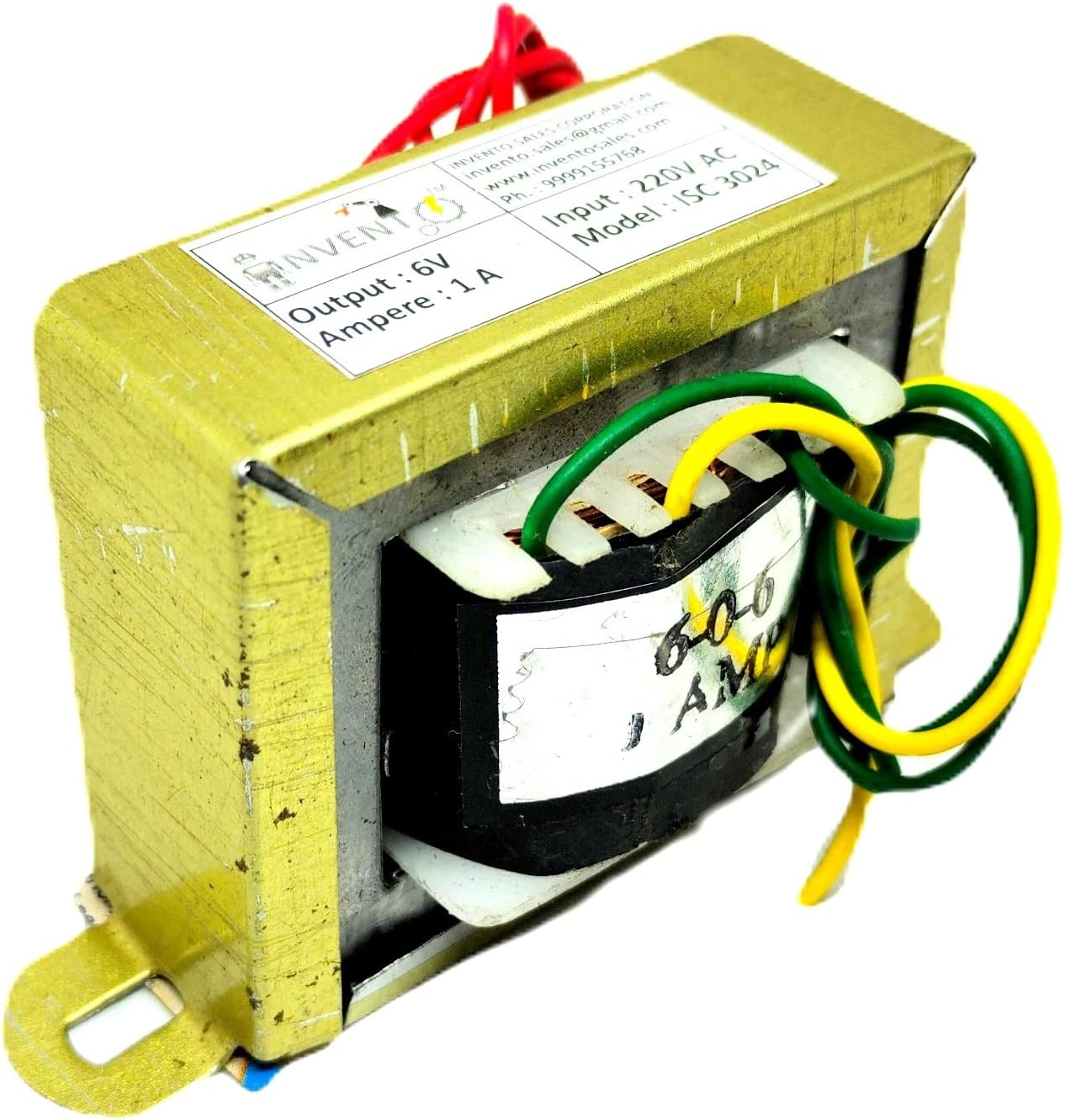 INVENTO 1Pcs 6V 1A 6-0-6 Transformer Copper Winding 220V AC to 6V AC ...