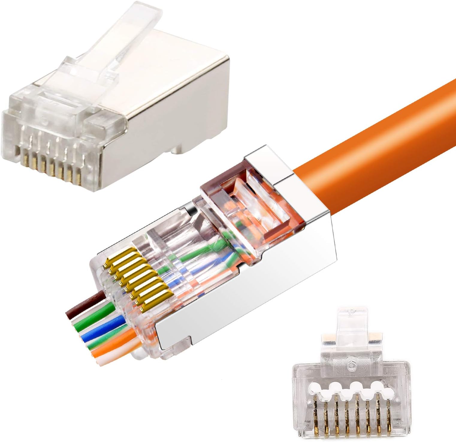 Amazon.com: RJ45 CAT5 CAT5e - Conectores de paso a través de 50 ...