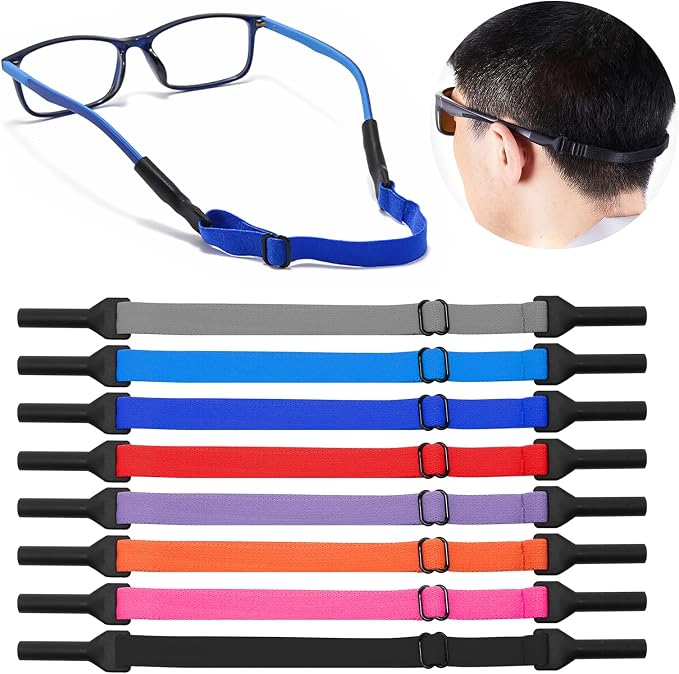 TENTHPEO Adjustable Non-slip Glasses Strap 8 Pcs, Elastic Sports ...