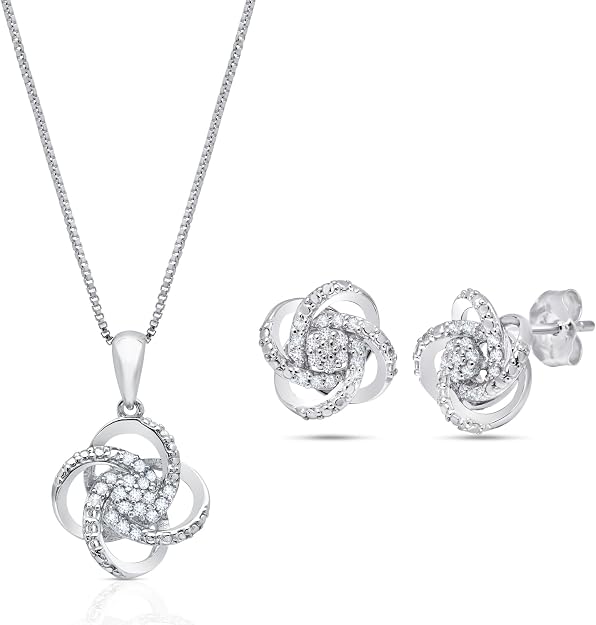 Amazon.com: MAX + STONE 1/4 Carat Natural Diamond Love Knot Stud ...