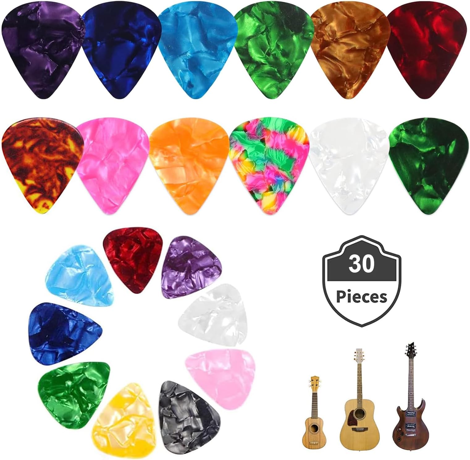 Kafeiya Guitar Picks 30pcs,Guitar Plectrums for Your Electric,Acoustic ...