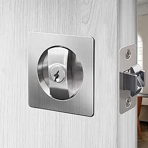 Amazon.com: SANGRENSHEN Pocket Door Lock Flush Handles Latch Privacy ...