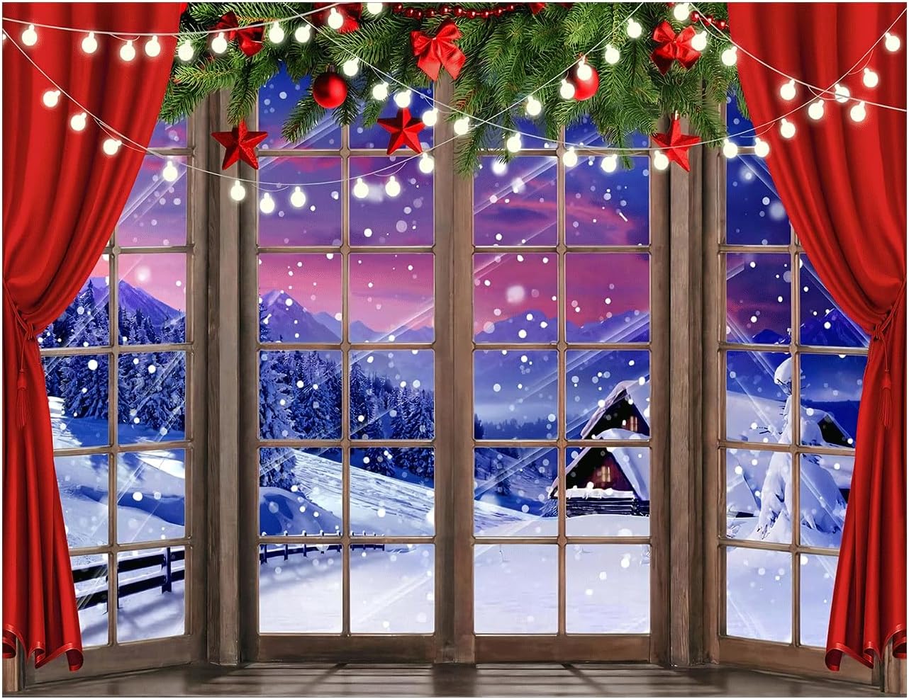 Amazon.com : 7x5ft Christmas Backdrops Xmas Window Photography Backdrop ...