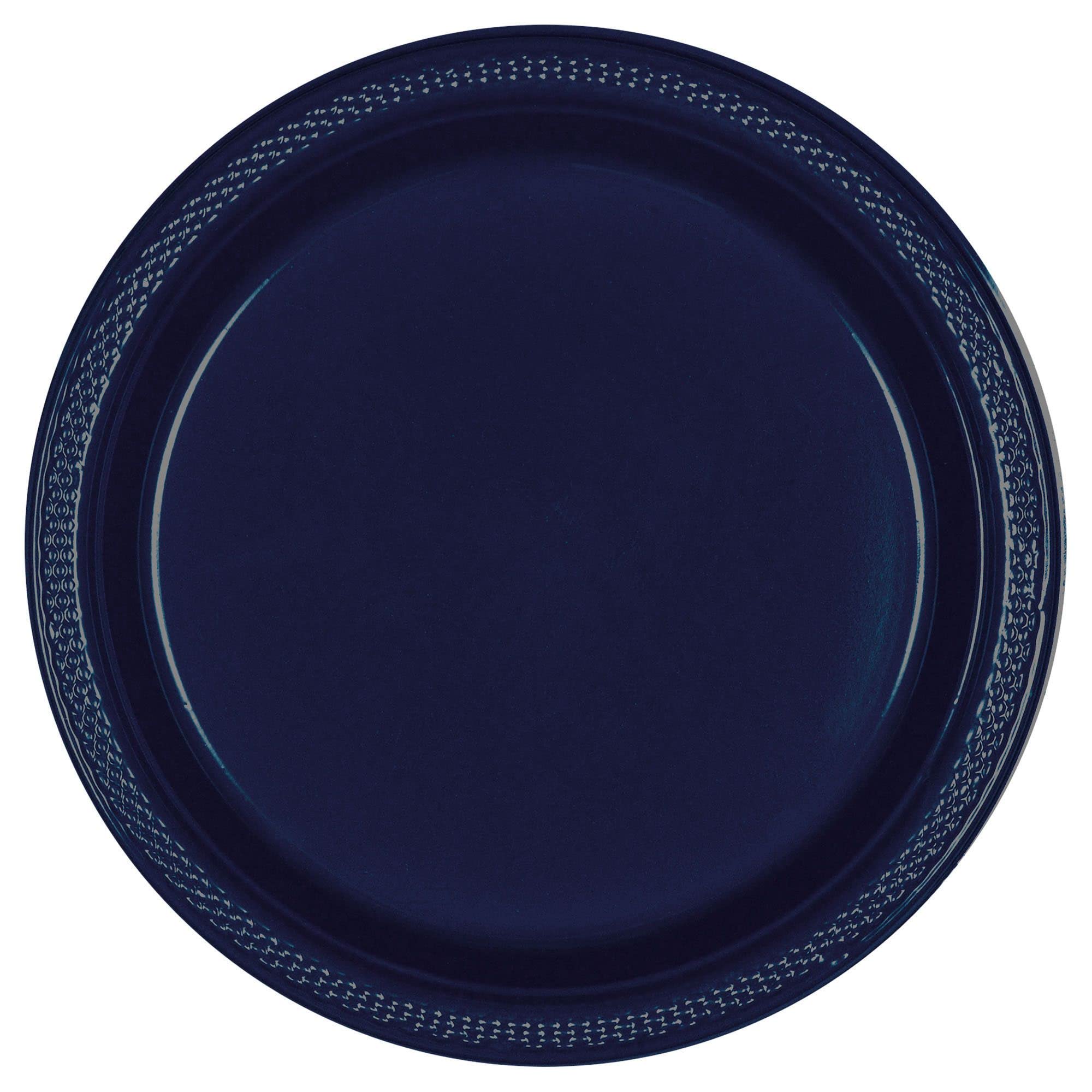 Amazon.com: Vibrant Round True Navy Blue Plastic Plates - 7" (Pack of ...
