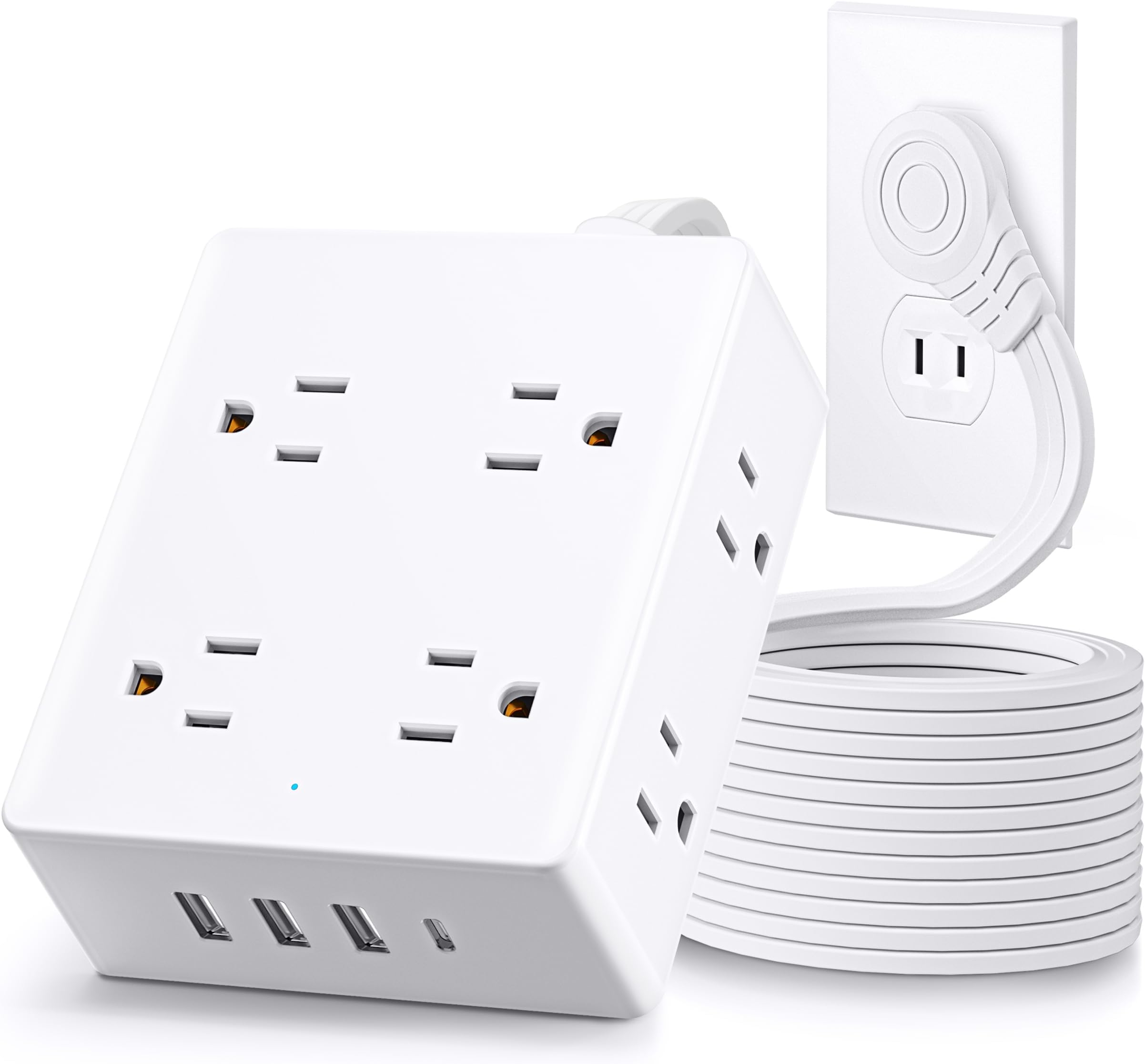 Amazon.com: Flat Extension Cord with Outlet Cover, Olcorife Flat Plug ...