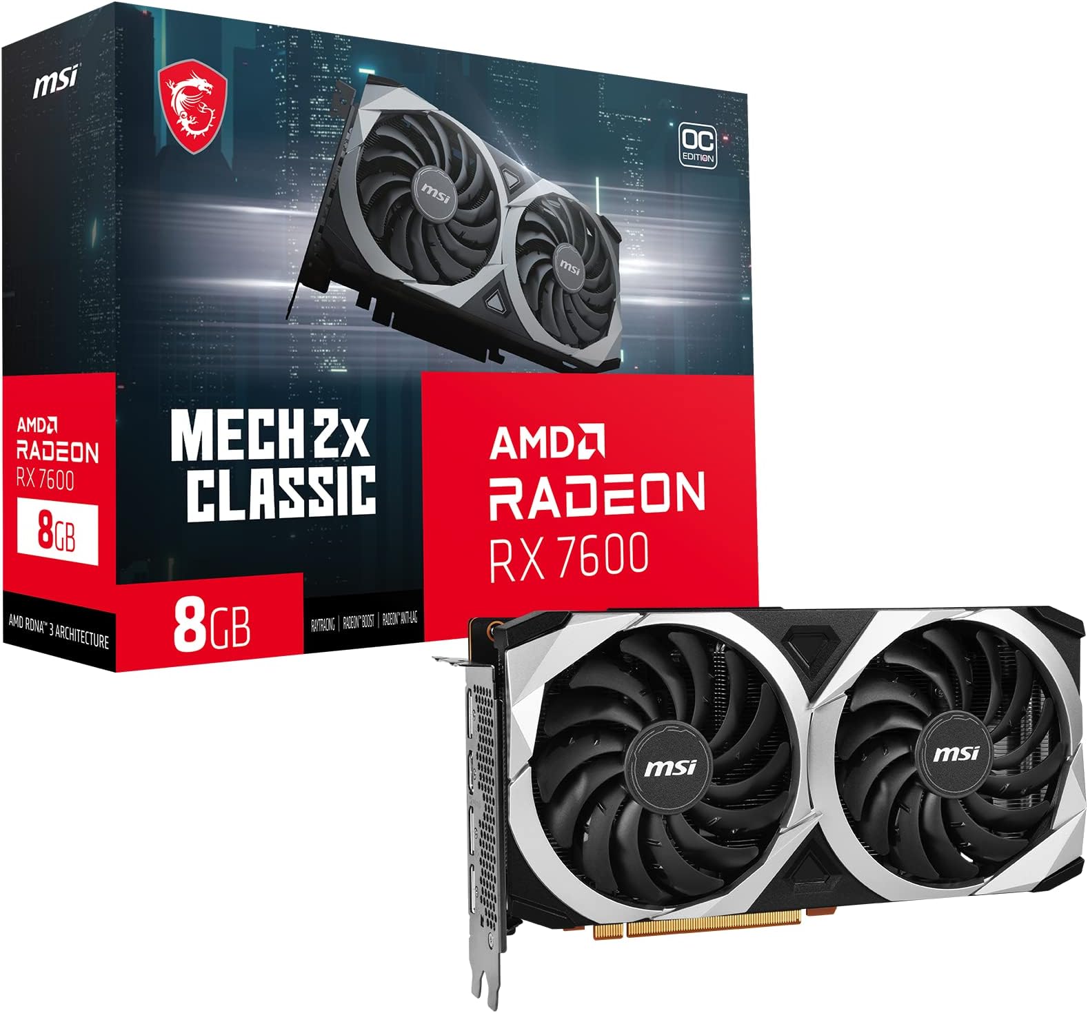 Amazon.com: MSI Gaming Radeon RX 7600 128-bit 8GB GDDR6 DP/HDMI Dual ...