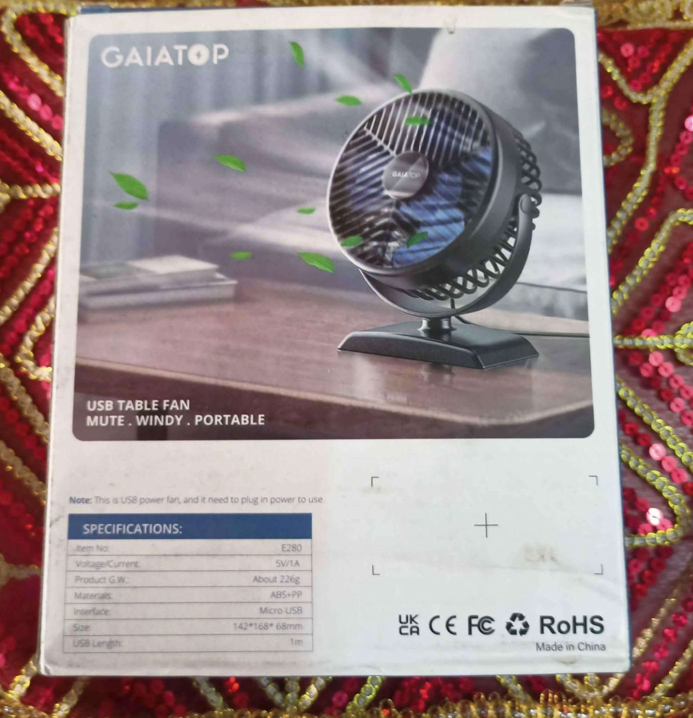 Gaiatop USB Desk Fan, Small But Powerful, Portable Quiet 3 Speeds Wind ...