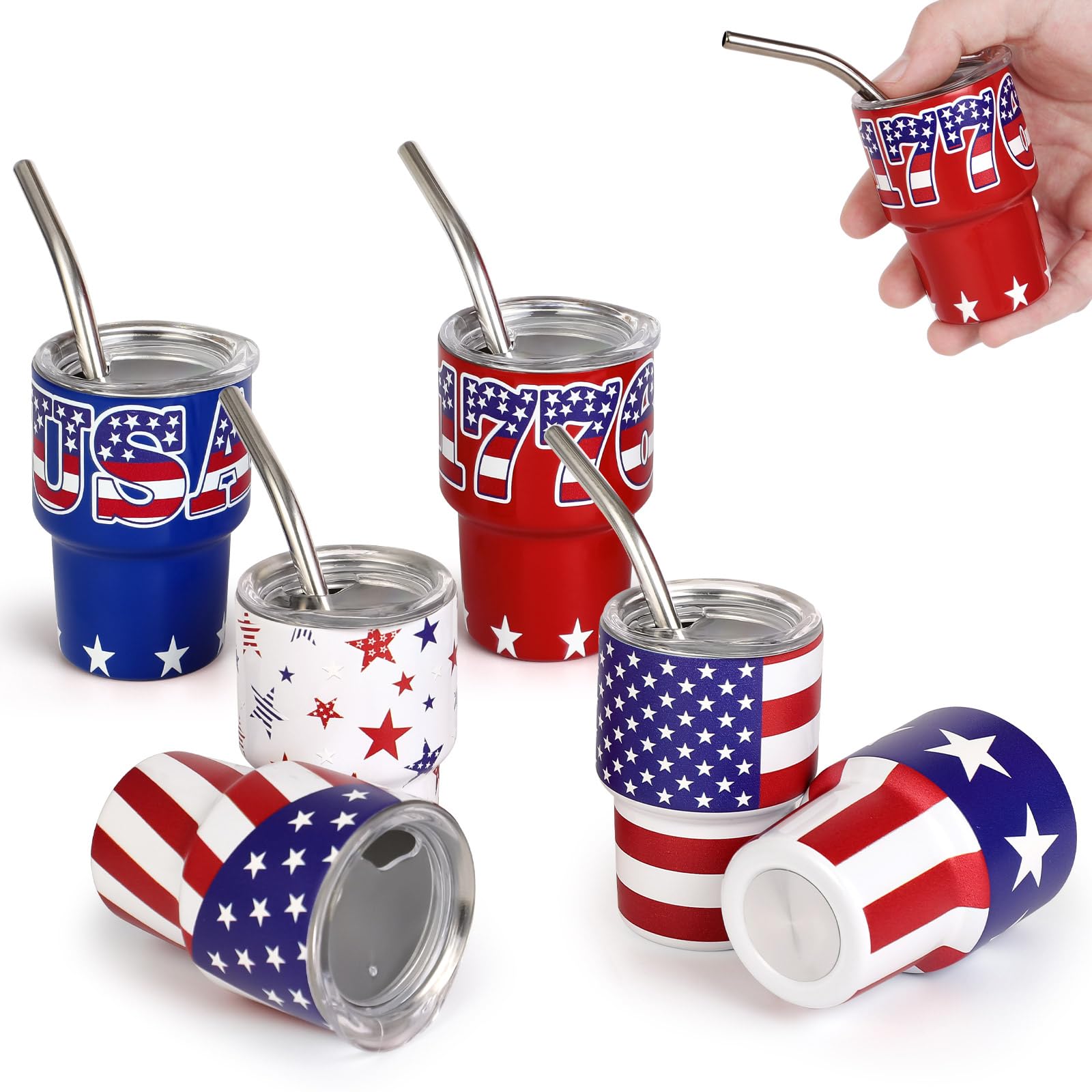 Amazon.com | LSBIYUTEFO Mini Shot Glasses with Lids and Straws, 3 oz ...