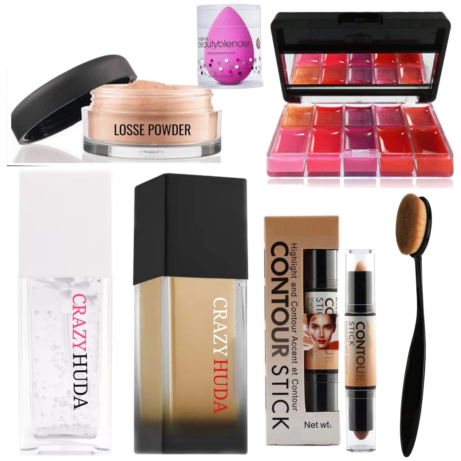 Buy Crazy Huda 10 Multi Shade Lip Palette, Waterproof Makeup Primer ...