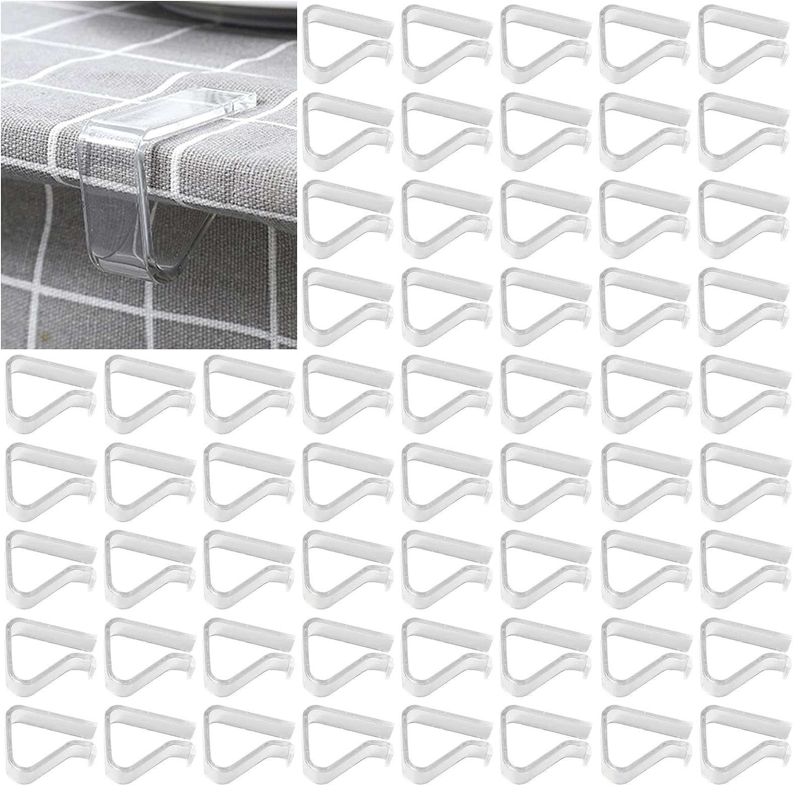 Amazon.com: Generic 60 Pieces Transparent Clear Tablecloth Clips ...