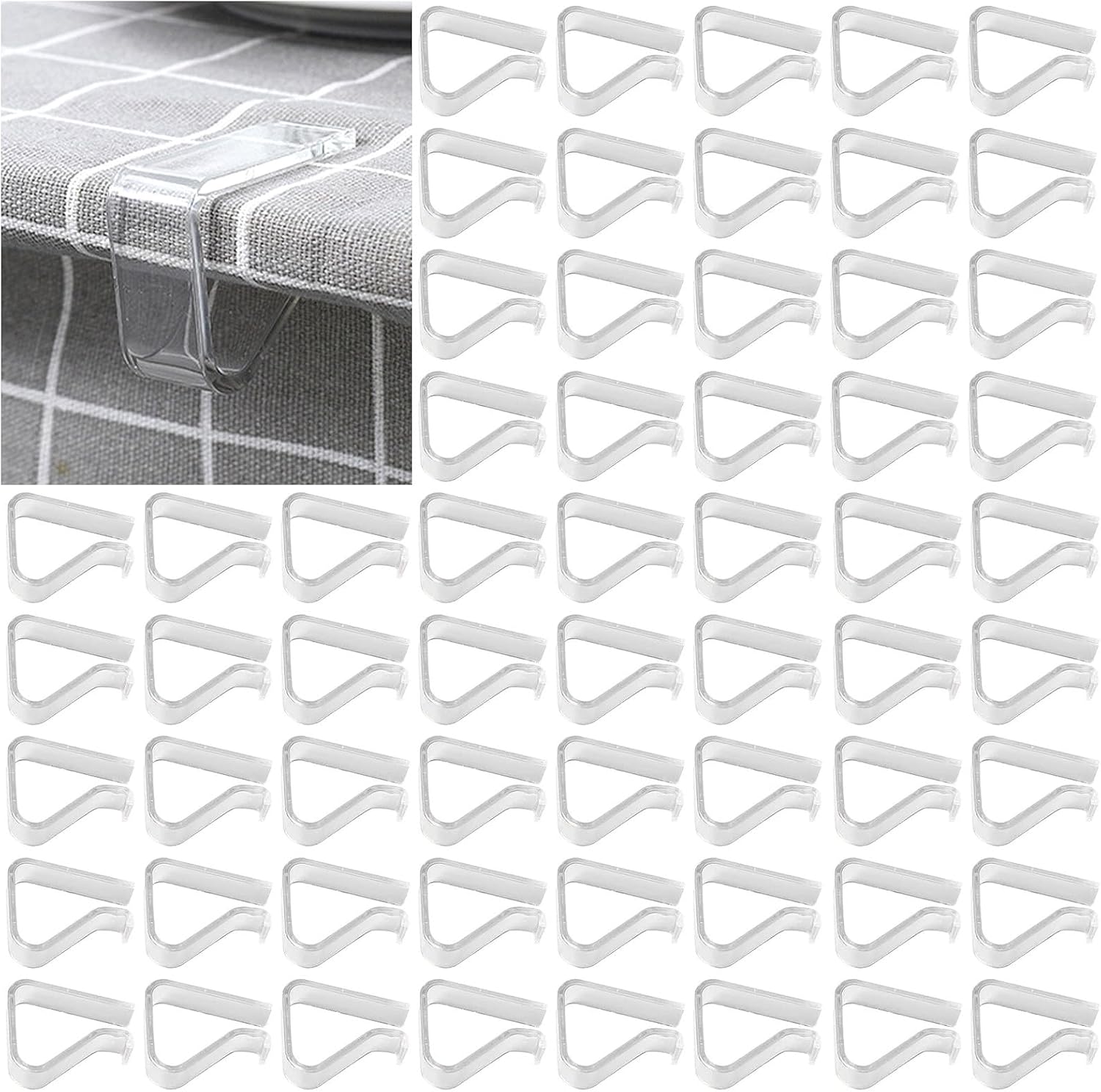 Amazon.com: Generic 60 Pieces Transparent Clear Tablecloth Clips ...