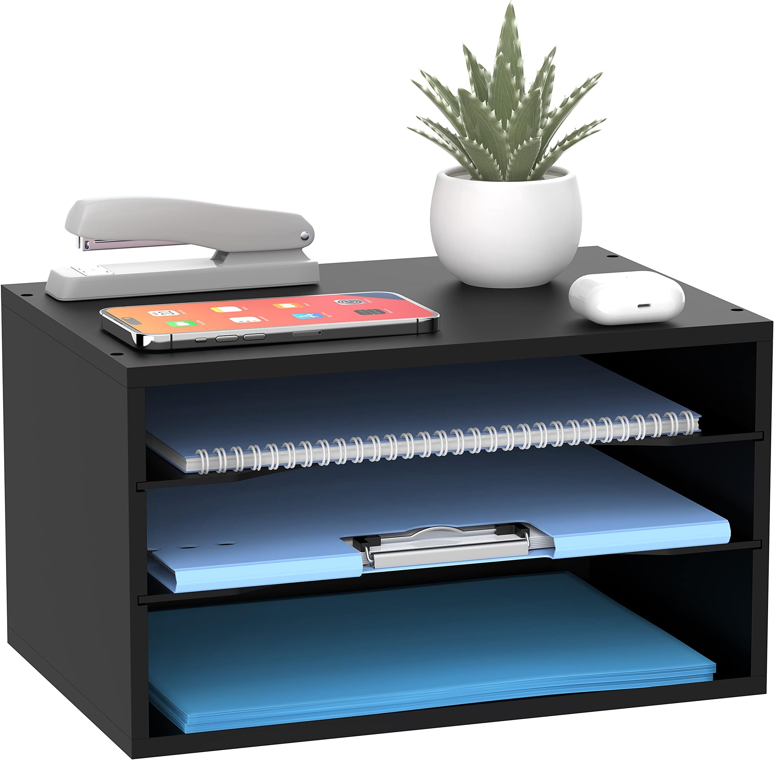 Amazon.com : Desk Paper Organzier Wood Paper Organizer Storage Office ...