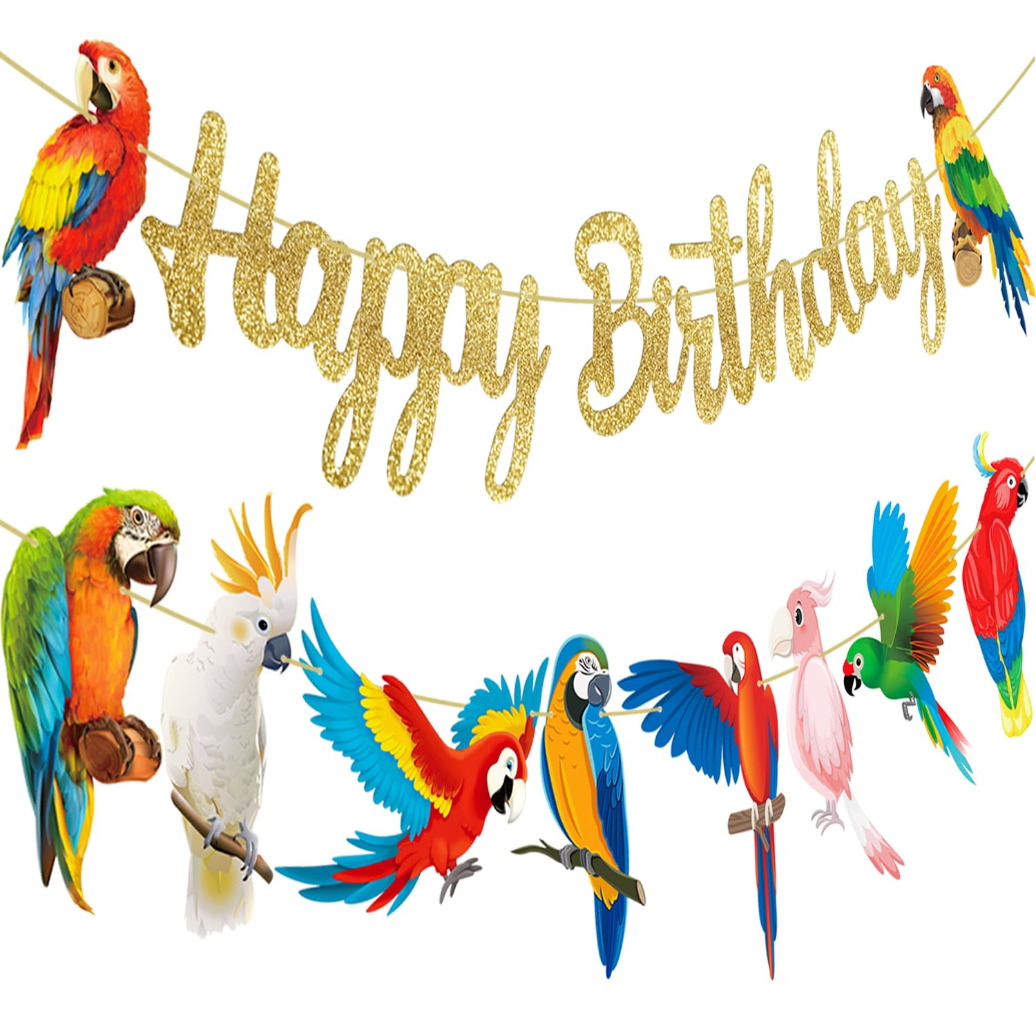 Amazon.com: Tropical Parrot Birthday Banners Parrot Happy Birthday Paty ...