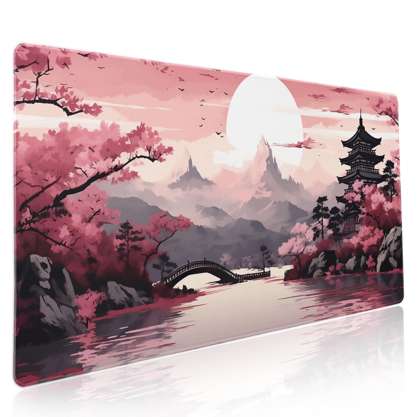 Amazon.com: Pink Japanese Sakura Gaming Mouse Pad XXL Cherry Blossom ...