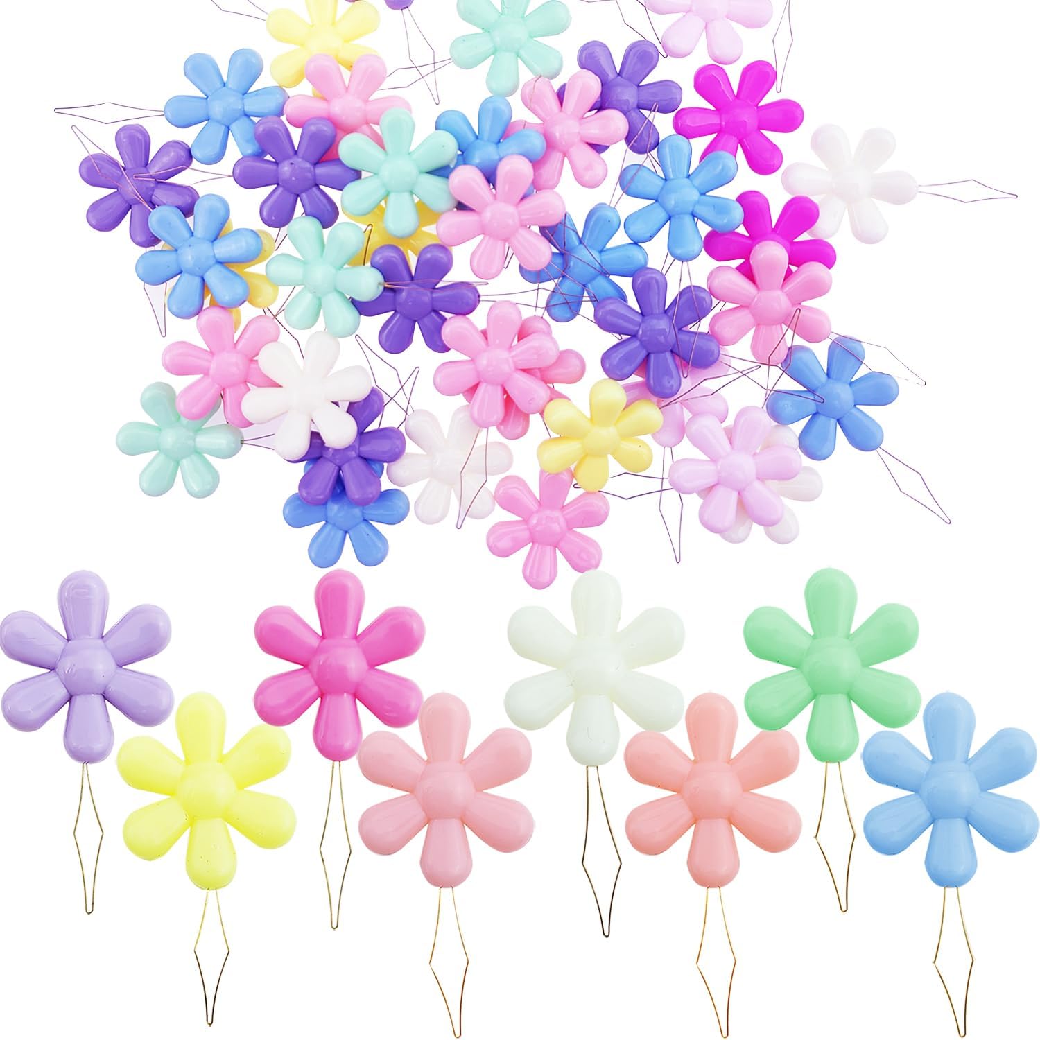 Amazon.com: 40 PCS Needle Threader Set, Flower Shape Colorful Needle ...