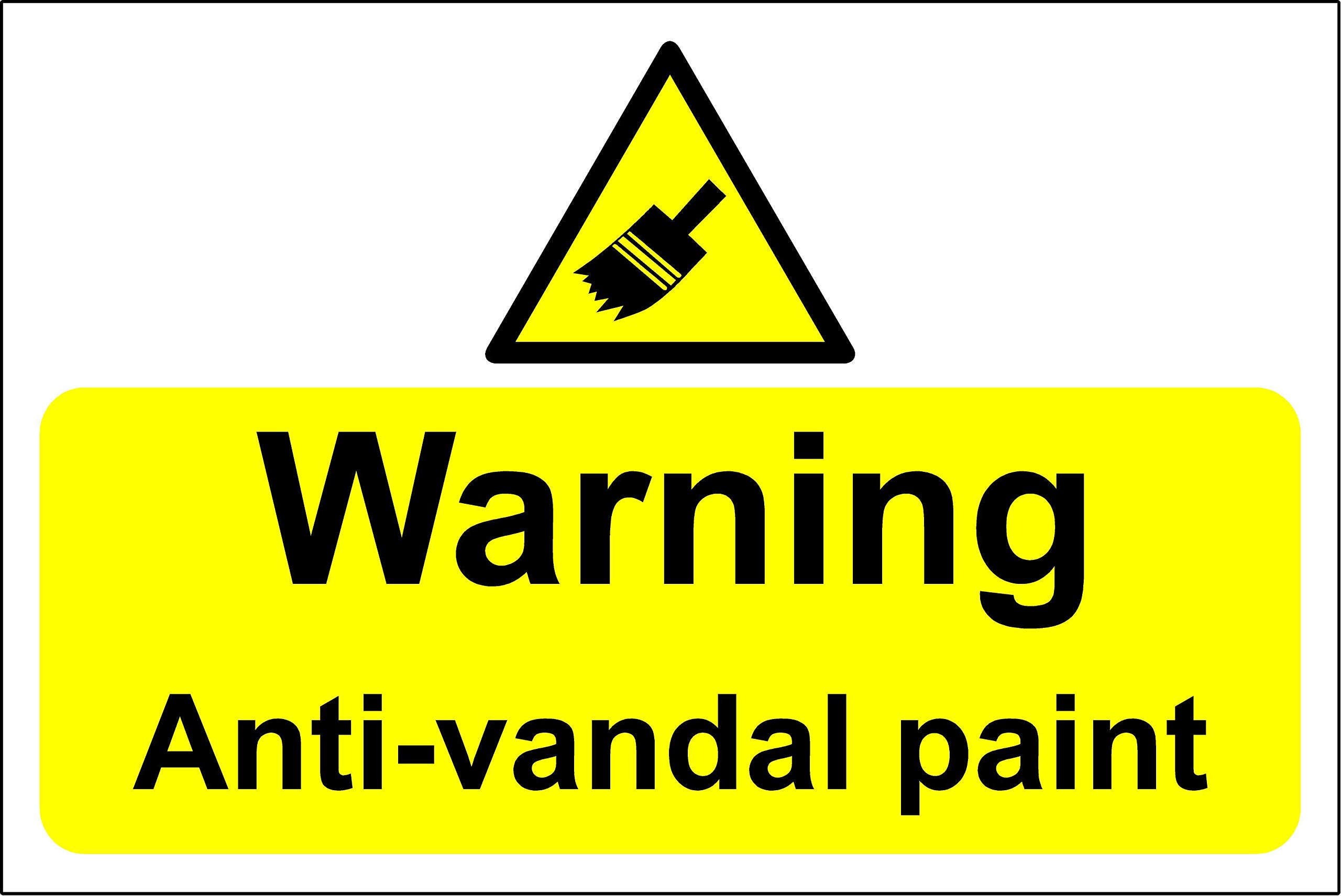 Anti vandal paint warning safety sign - 1.2mm Rigid plastic 300mm x ...