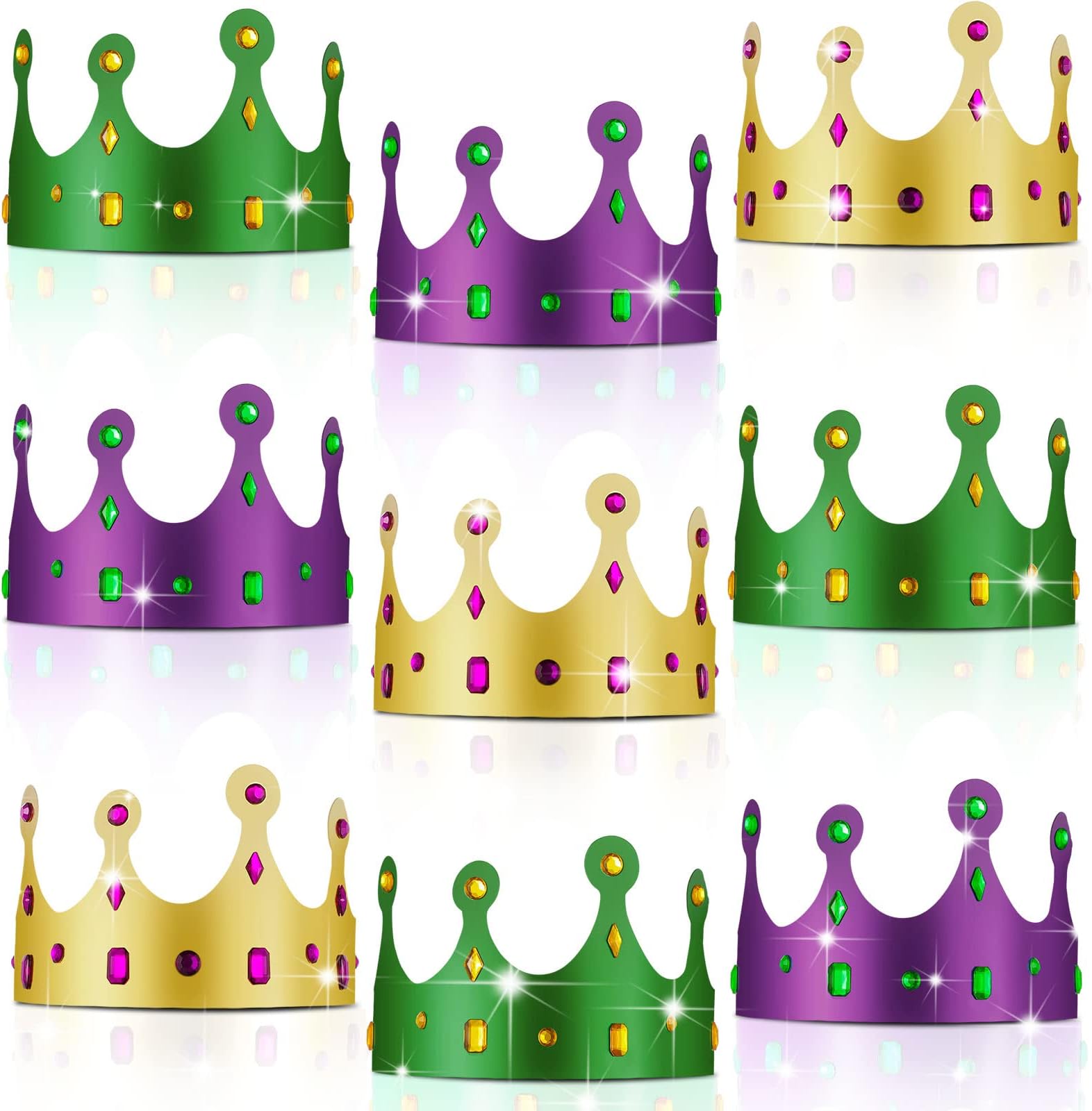 Amazon.com: Mardi Gras Multicolor Glittering Foil Crowns - 4" x 7 ...