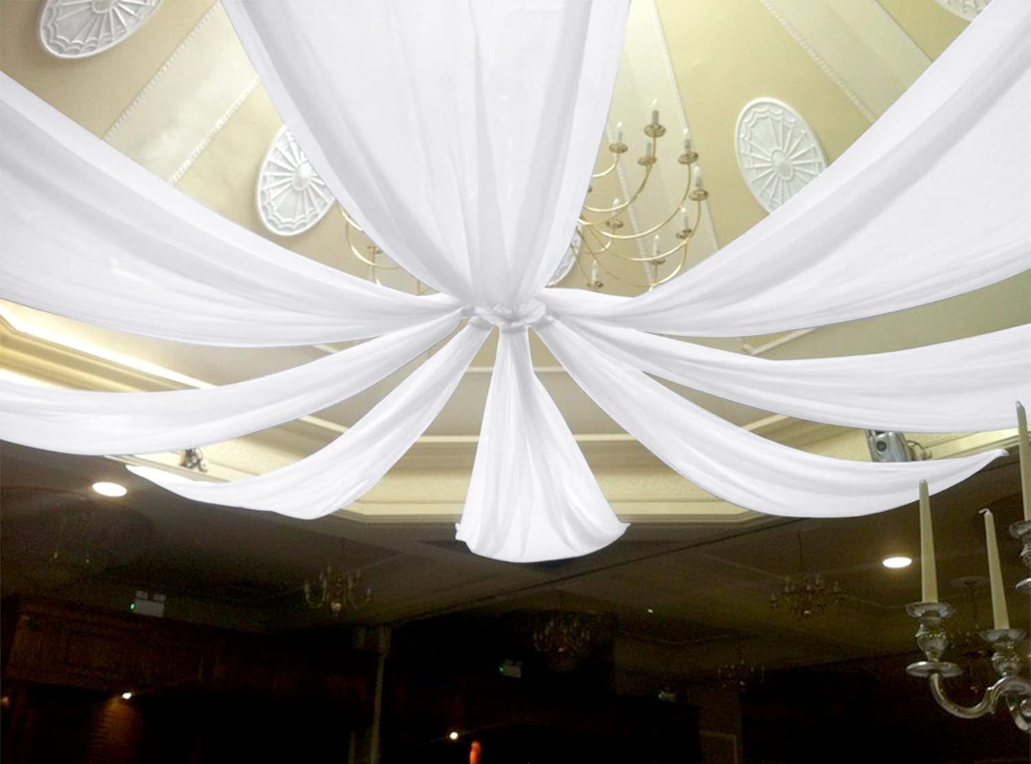 Amazon.com: REWOMC 6 Panels White Ceiling Drapes for Wedding 5ftx20ft ...