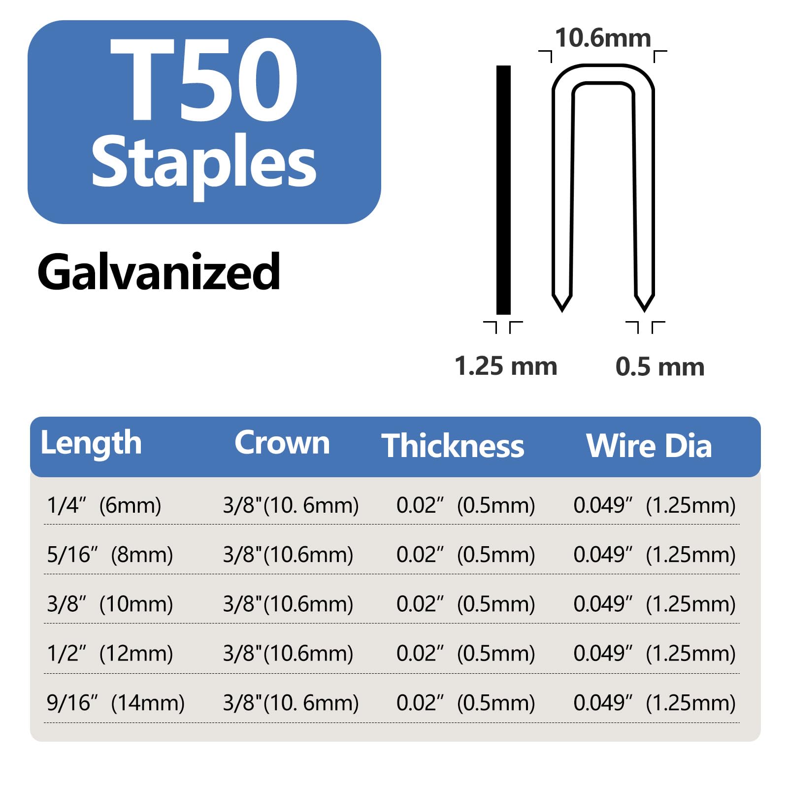 Snapklik.com : SITLDY Heavy Duty T50 1/2 Inch Length Staples 700-Count