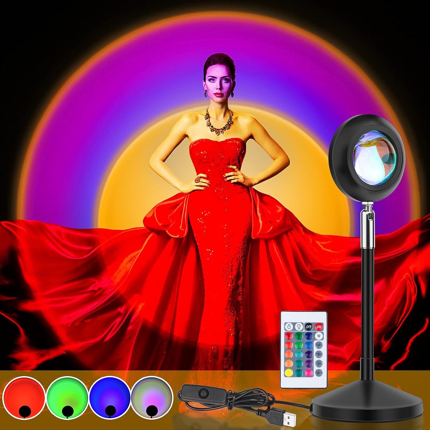 Sunset Lamp, [16 in1] Sunset Projection Lamp16 Colors Brightness ...