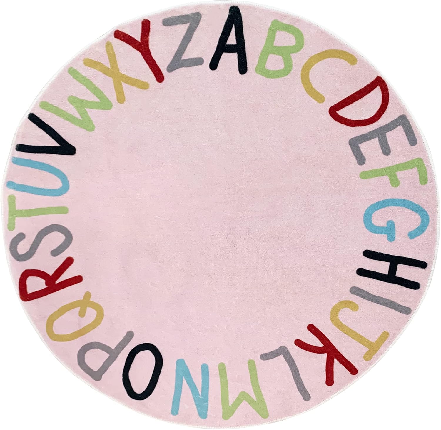 3.3ft Round Kids ABC Rug Colorful Plush Baby Crawling Carpet Alphabet ...